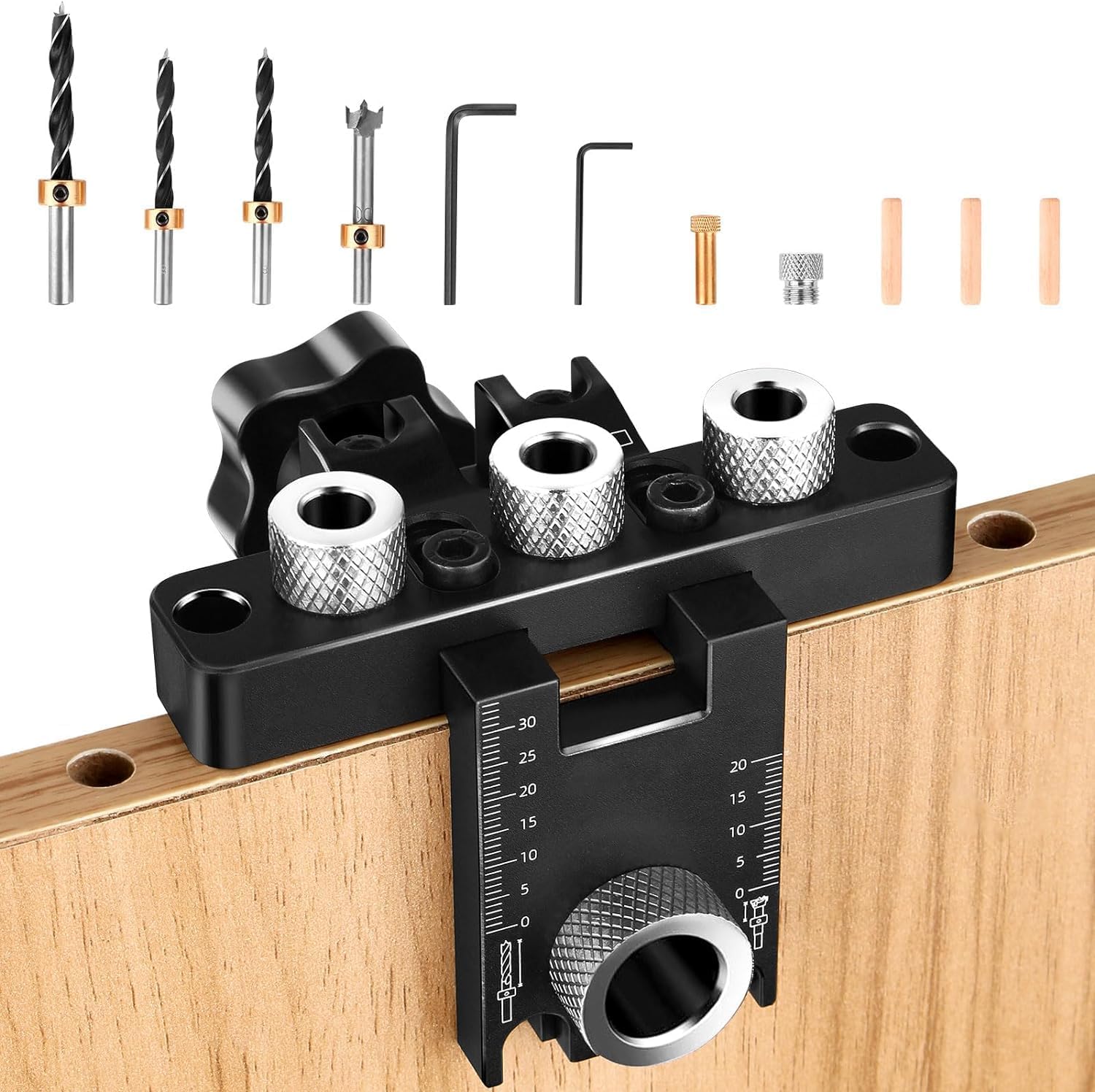 3-in-1 Pocket Hole Jig Kit ，6/8/10/15mm Drilling Template Self ...