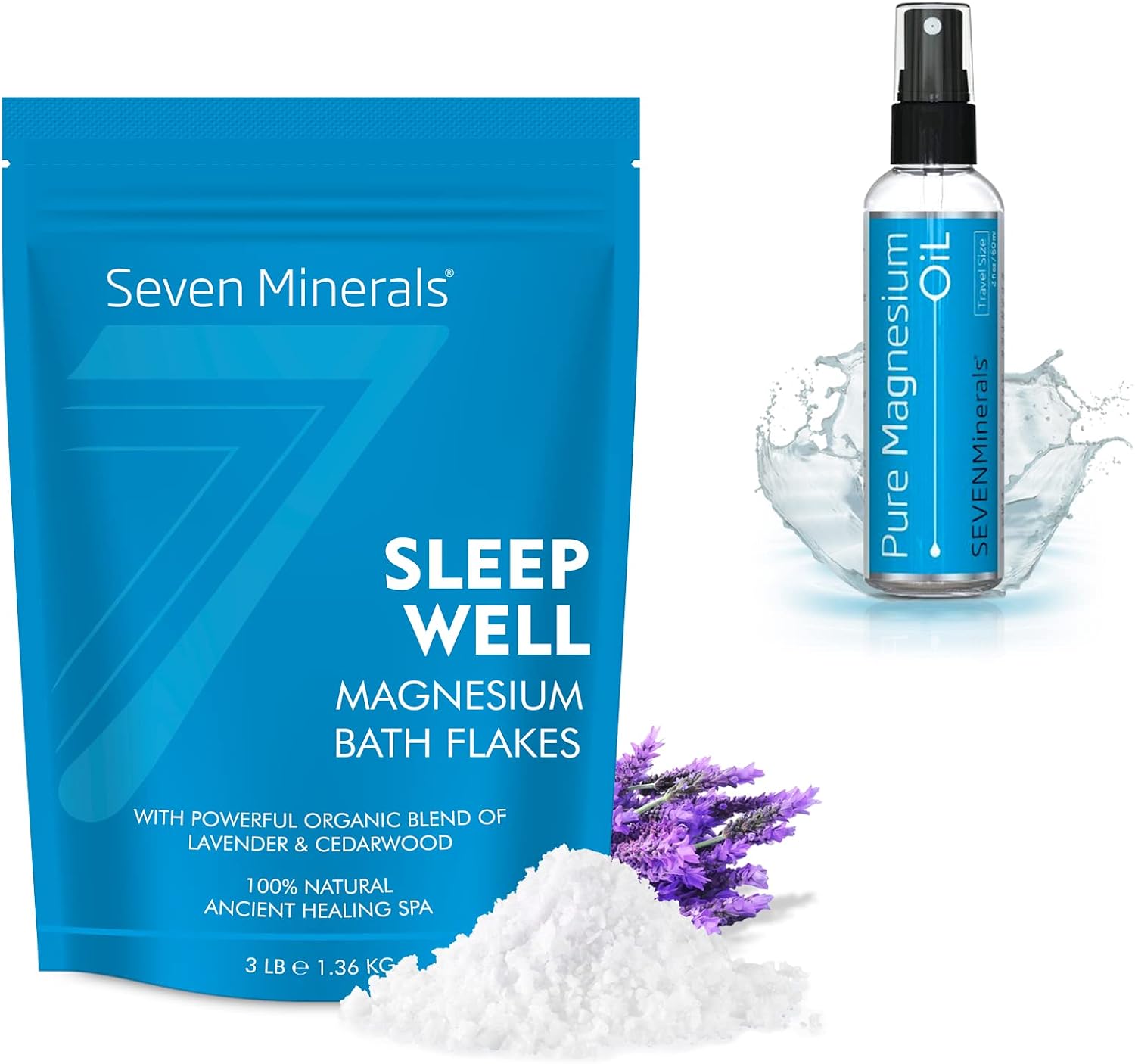 Amazon.com: Sleep Well Magnesium Flakes and Travel Size Pure Magnesium ...