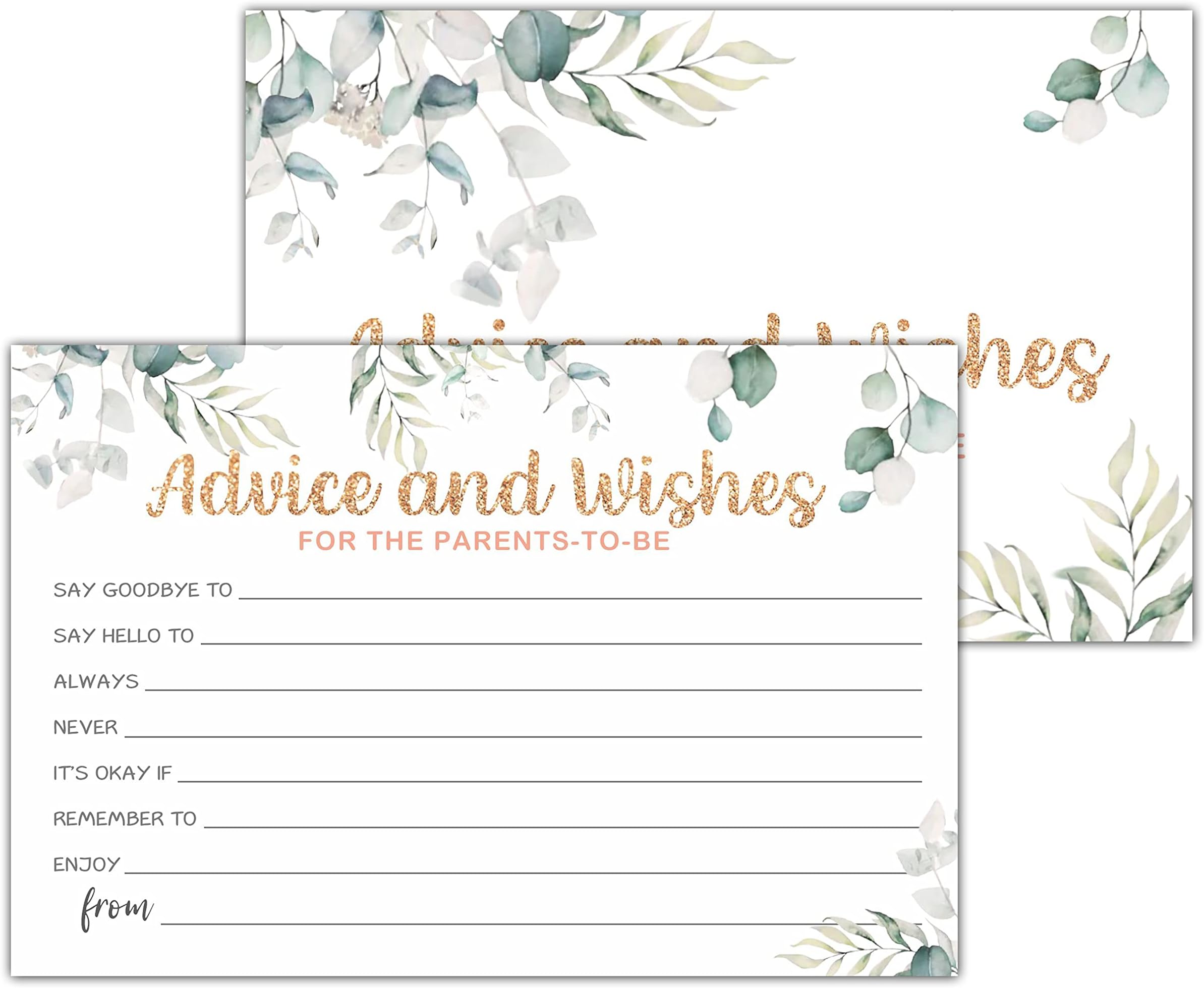 Amazon.com : Advice for the Parents-to-be, Greenery Baby Shower Games ...