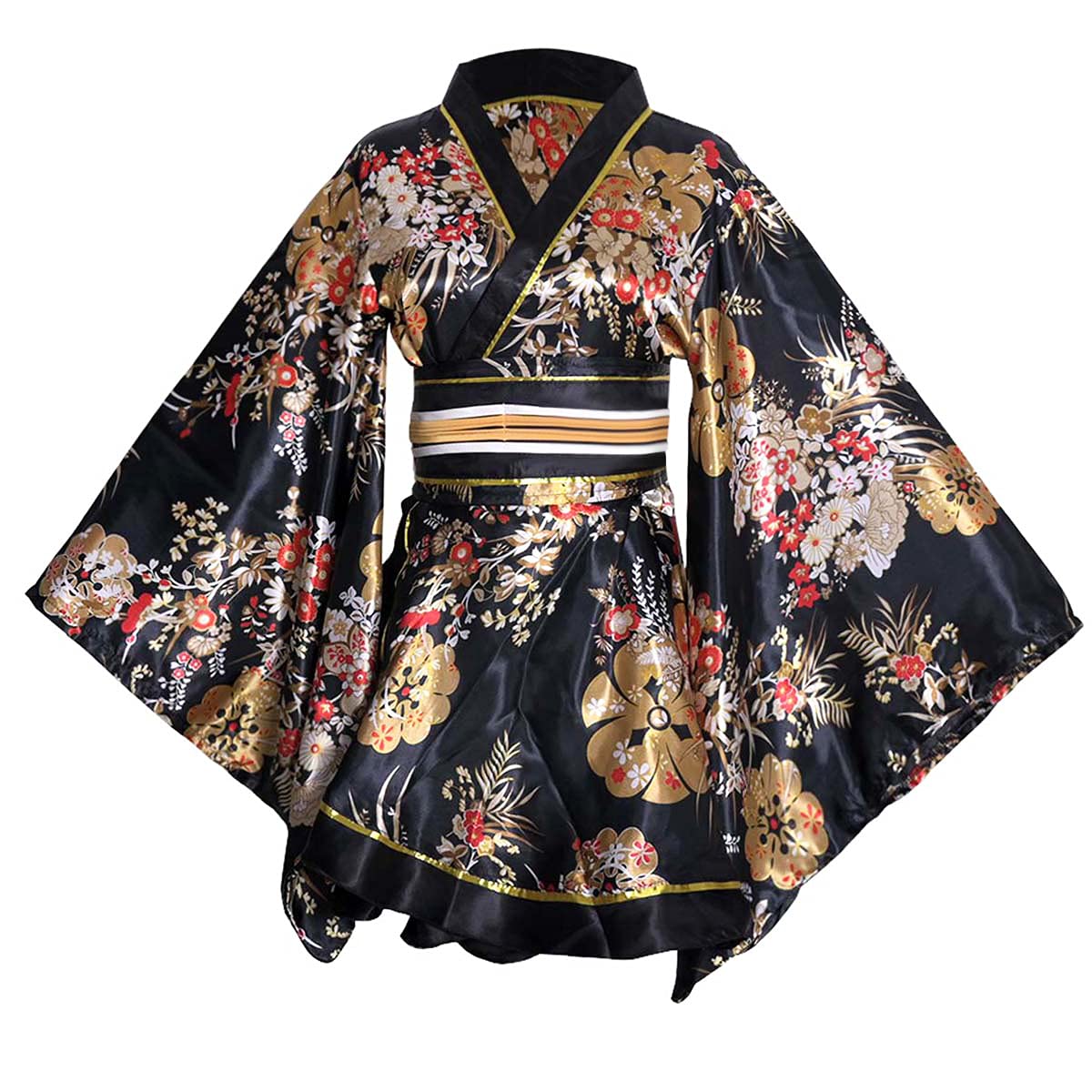HUAHUA Womens Sexy Short Kimono Dress Floral Print Japanese Traditional ...