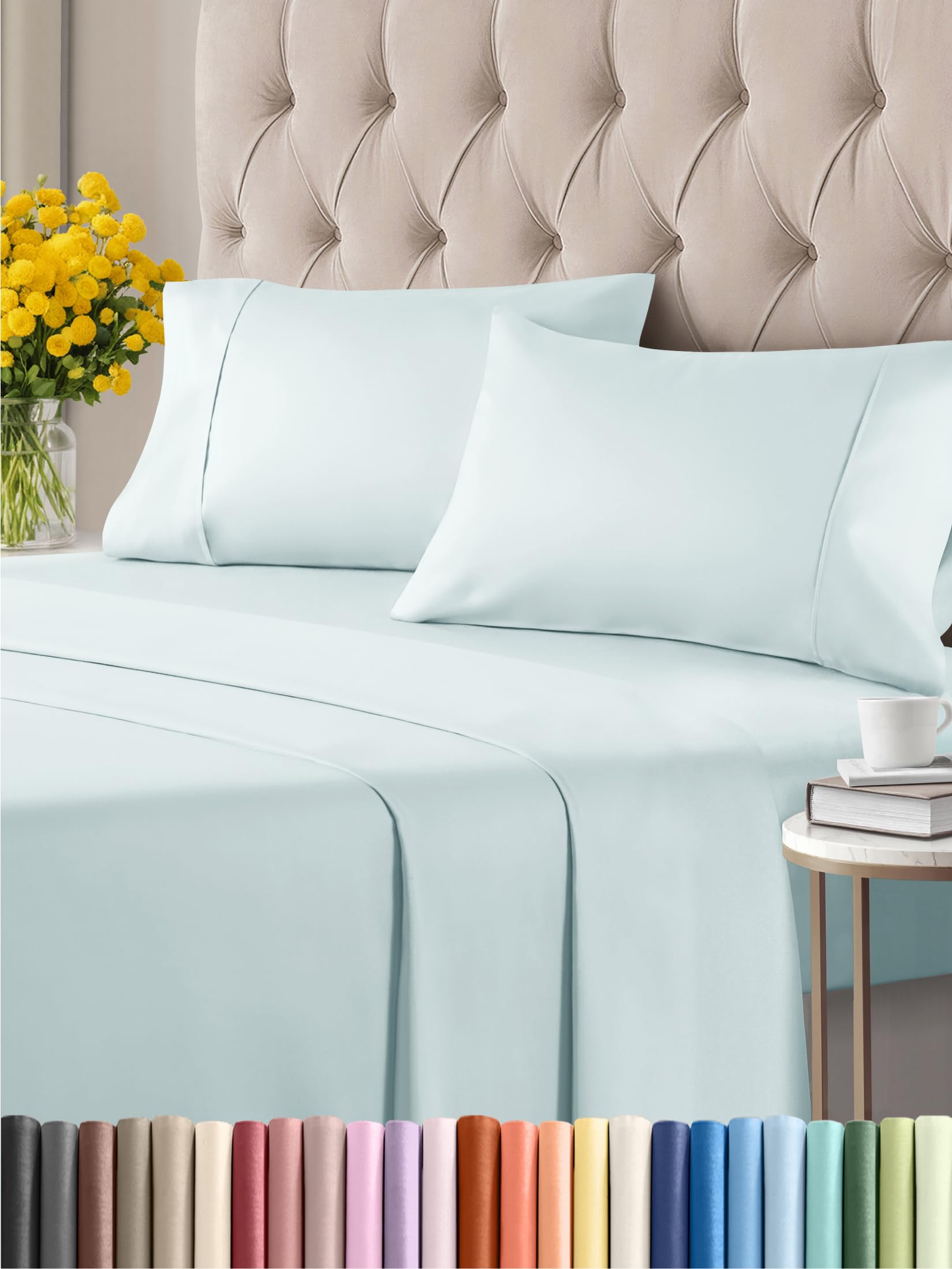 Amazon.com: Twin 4 Piece Sheet Set - Breathable & Cooling Bed Sheets ...