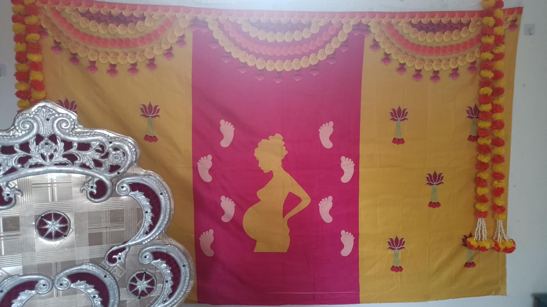 VINAYAKAMART seemantham Decoration Backdrop Traditional,Size 5x8 feet ...