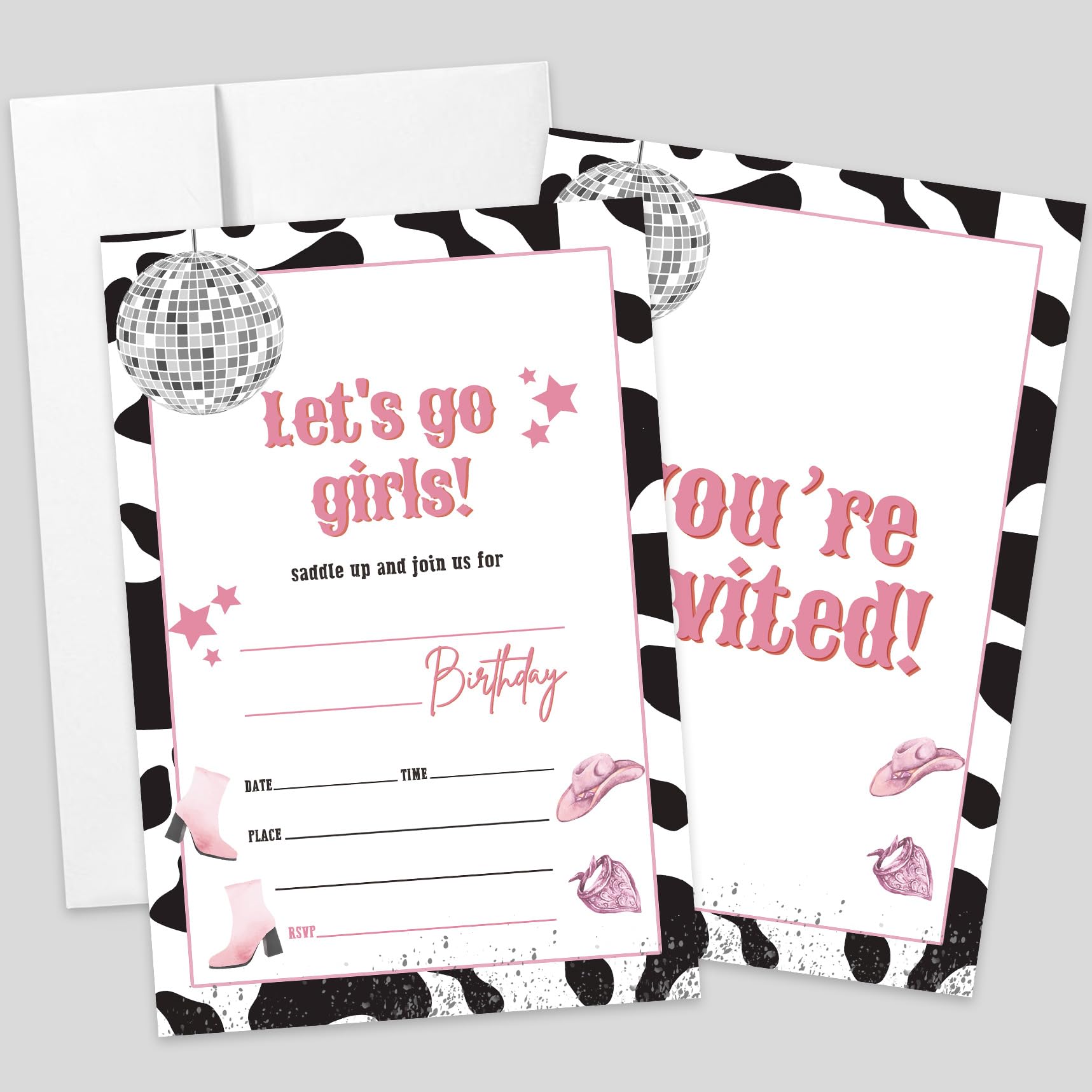 Amazon.com : AEHIE 20 Sets Let's Go Girls Preppy Birthday Invitations ...