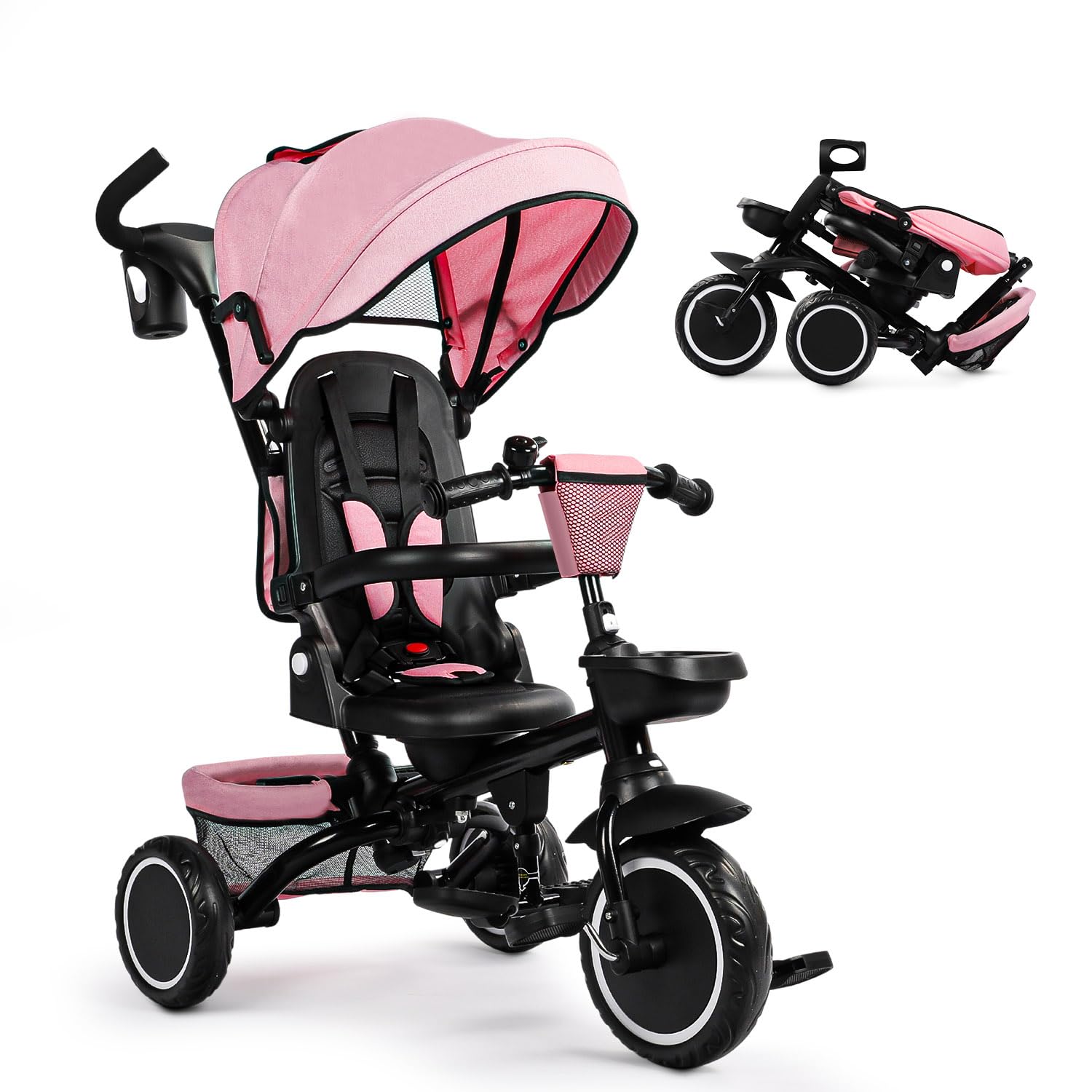 Amazon.com: TODEFULL Folding Kids Tricycle, 8 in 1 Baby Trike W ...