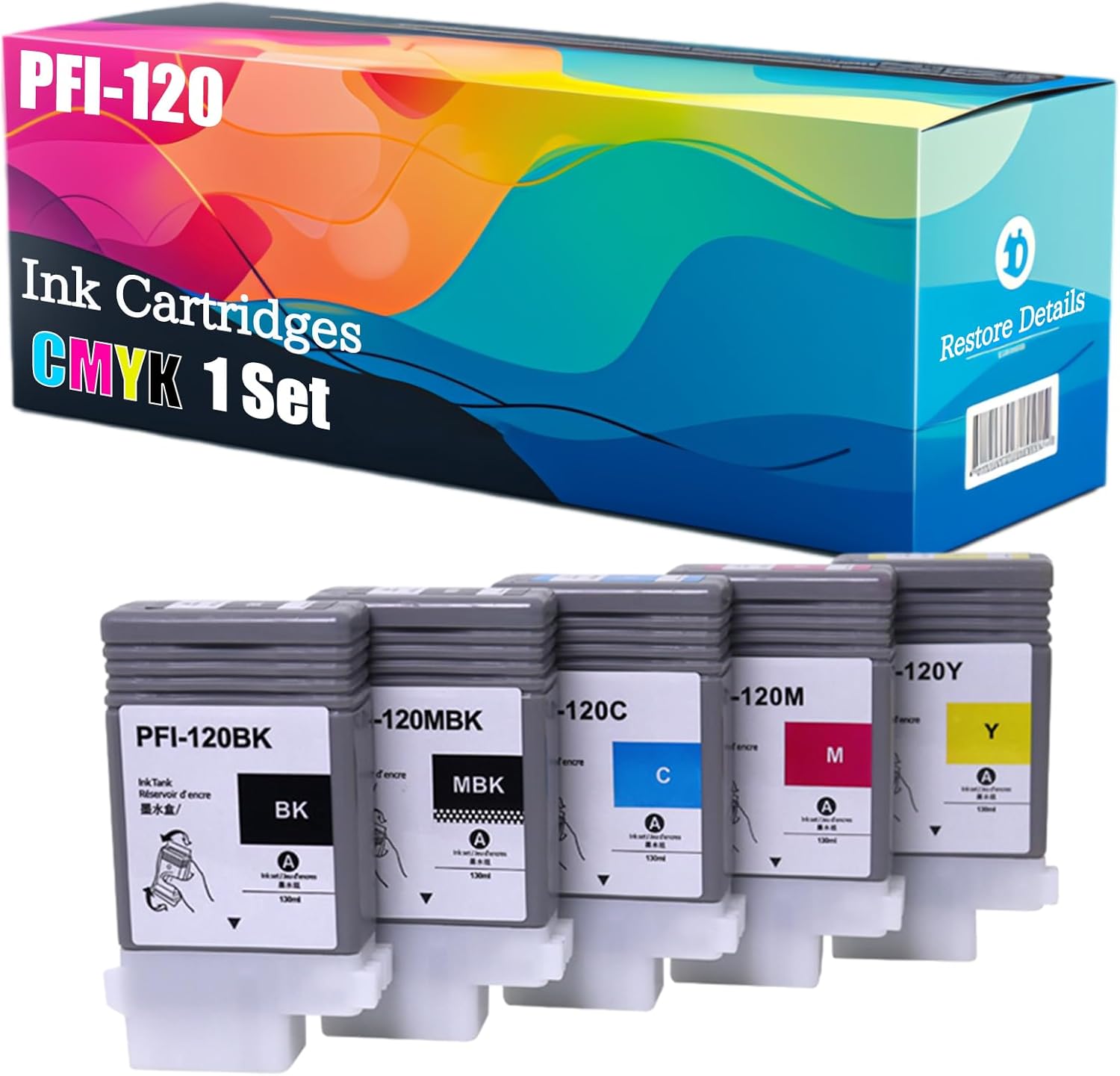 High Yield PFI-120 Ink Cartridges Compatible for Canon ImagePROGRAF iPF TM-200 TM-205 TM-300 TM ...