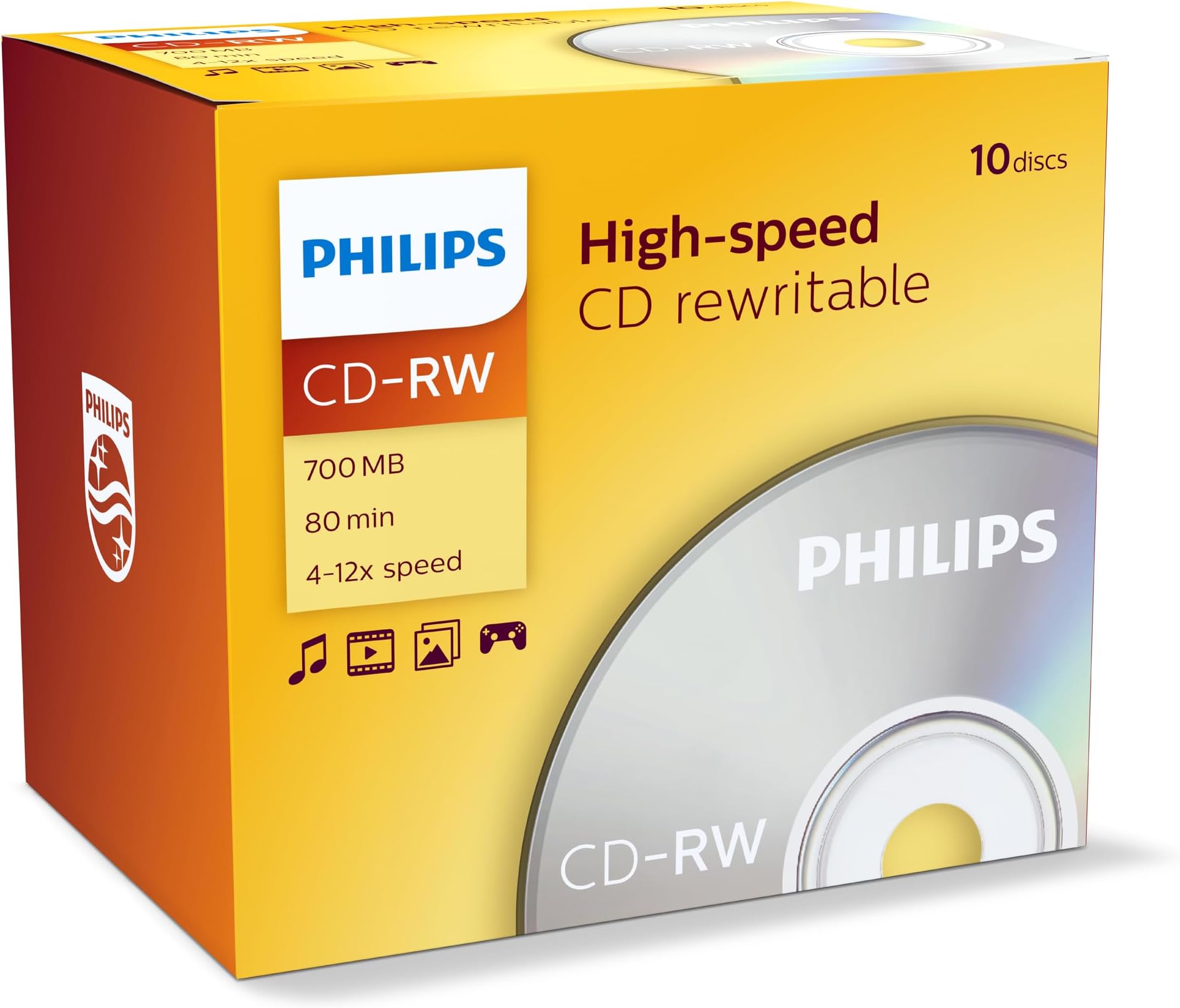 Philips CD-RW High-Speed (700 MB / 80 Minutes, Vitesse 4-12x , Jewel ...