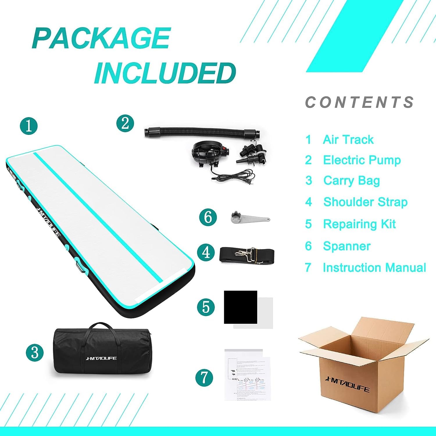 Hmtaolife Gymnastics Mat Air Tumble Track[with SHOULDER STRAP], 6.6/10 ...