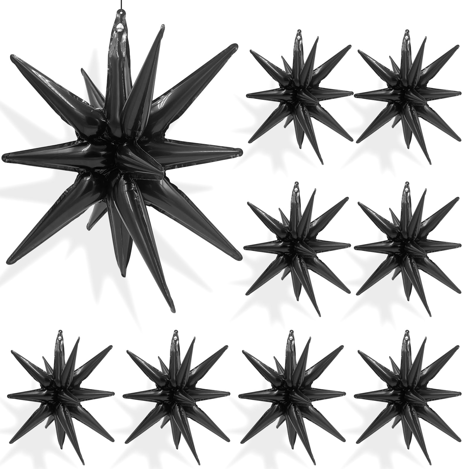 Amazon.com: 9 Pcs Black Star Foil Balloons, Huge One-Piece 14-Pointed ...