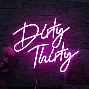 Amazon.com: GUAN-O Dirty Thirty Neon Sign Warm White Led Wall Neon ...