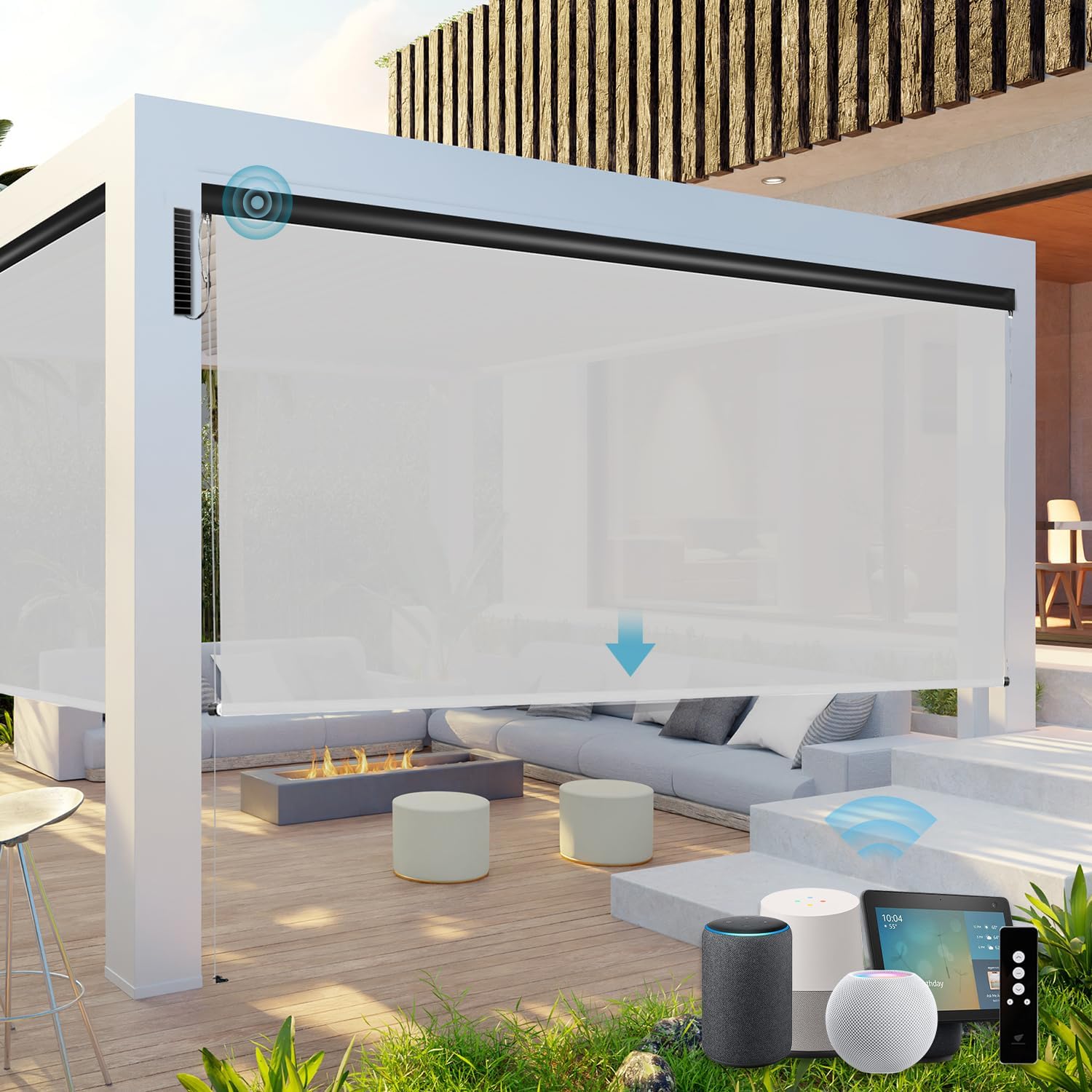 Amazon.com: SmartWings Motorized Outdoor Patio Shades with Remote ...