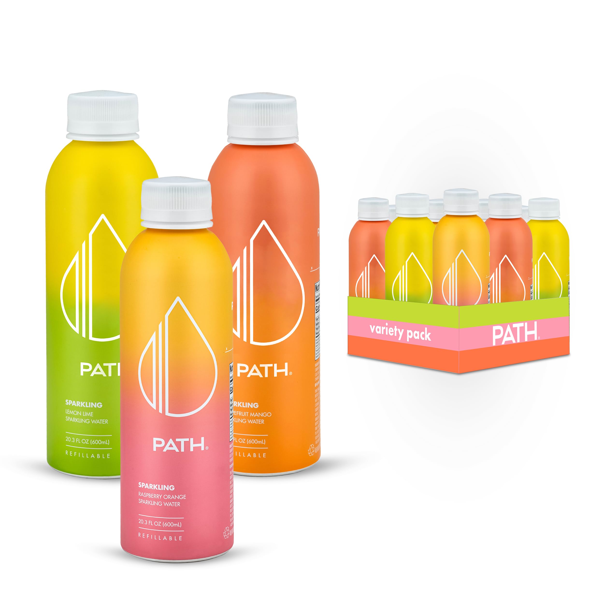 Buy PATH Variety Pack Flavored Sparkling Water - Ultra-Purified, pH ...