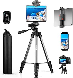 Amazon.com: 67" Phone Tripod, MACTREM Tripod Stand for iPad iPhone Tablet Camera with 2 in 1 ...