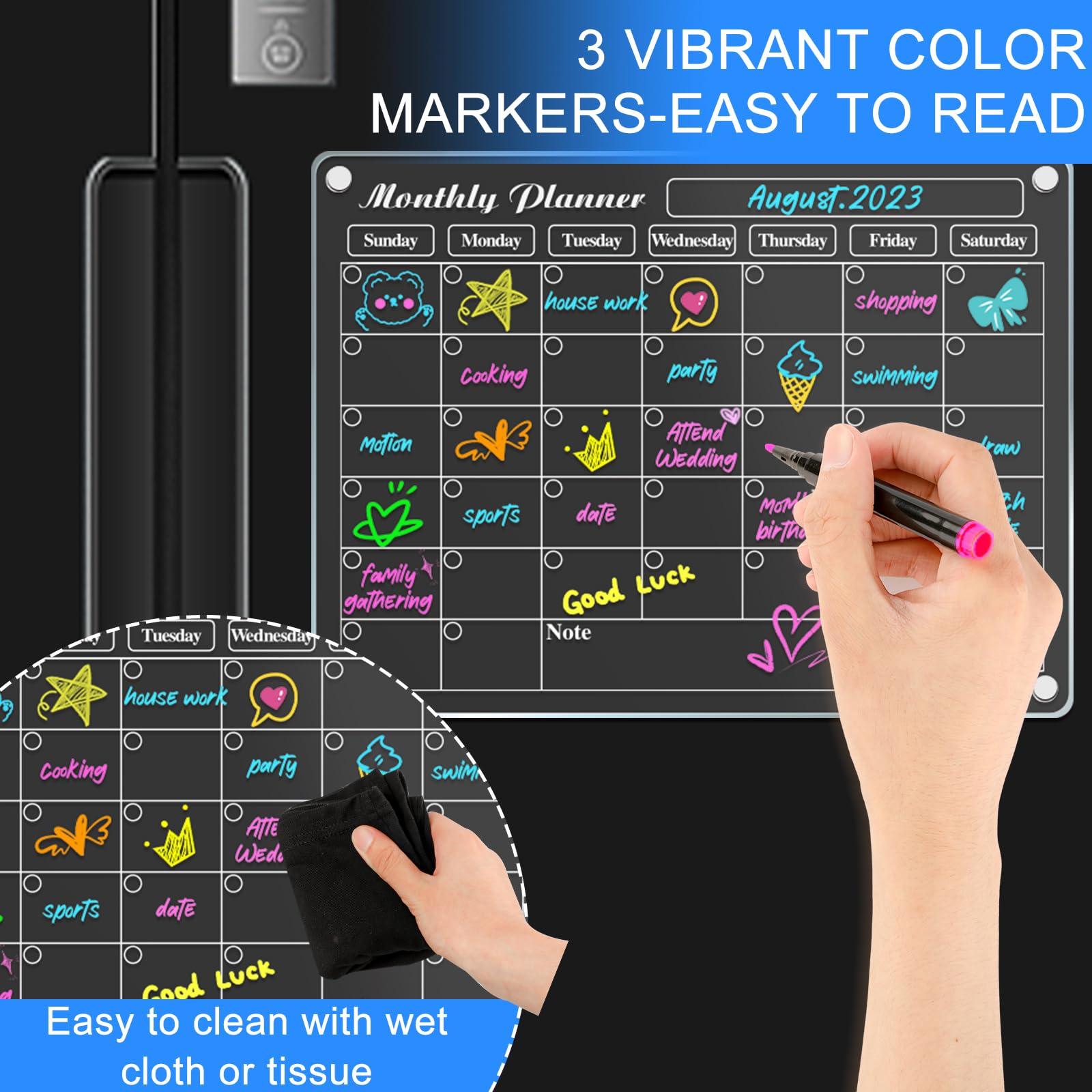 Snapklik.com : VOISEN Acrylic Magnetic Monthly And Weekly Calendar For ...