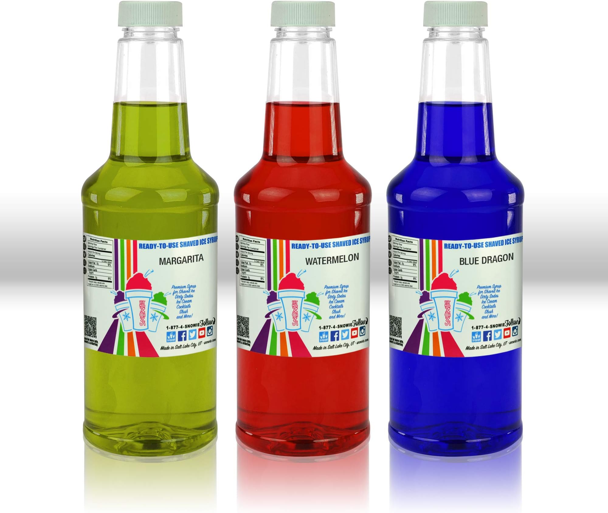 Amazon.com: SNOWIE - Premium Shaved Ice Snow Cone Syrup Ready To Use 3 ...