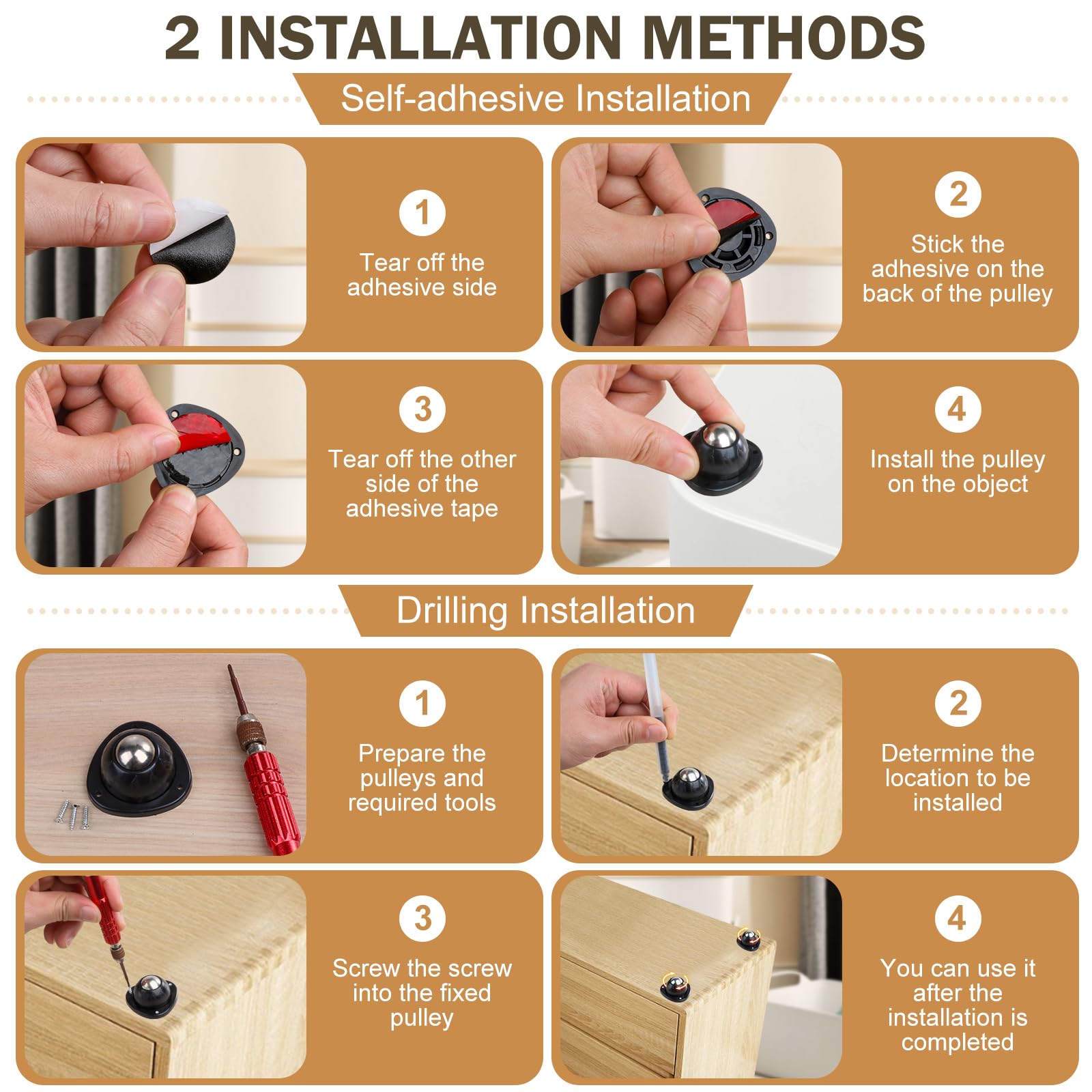 Snapklik.com : Furniture Small Adhesive Casters Wheels: Mini Rollers ...