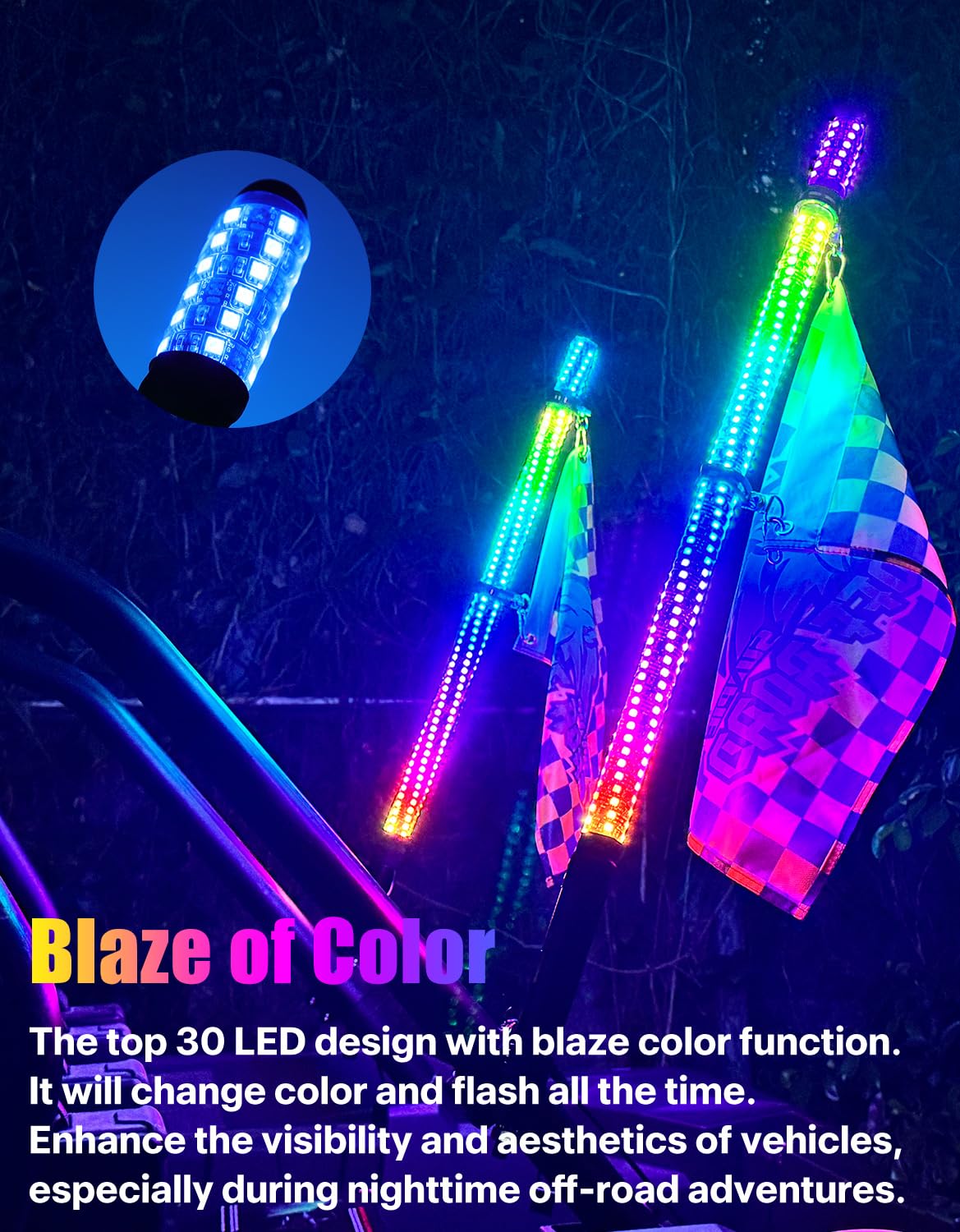 Snapklik.com : SUNPIE Fat Whip Lights RGB Universal Blare LED Strobe ...