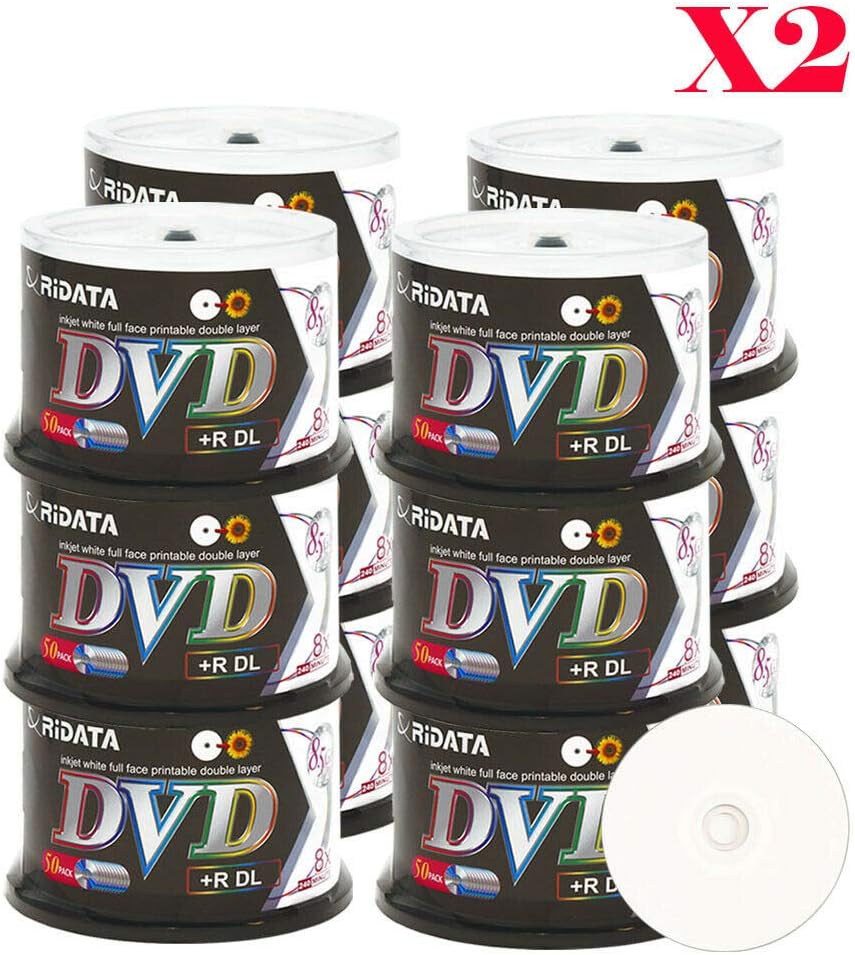 Amazon.com: 1200 Pack Ridata DVD+R DL Dual Layer 8X 8.5GB DVD Plus R Double Layer White Inkjet ...