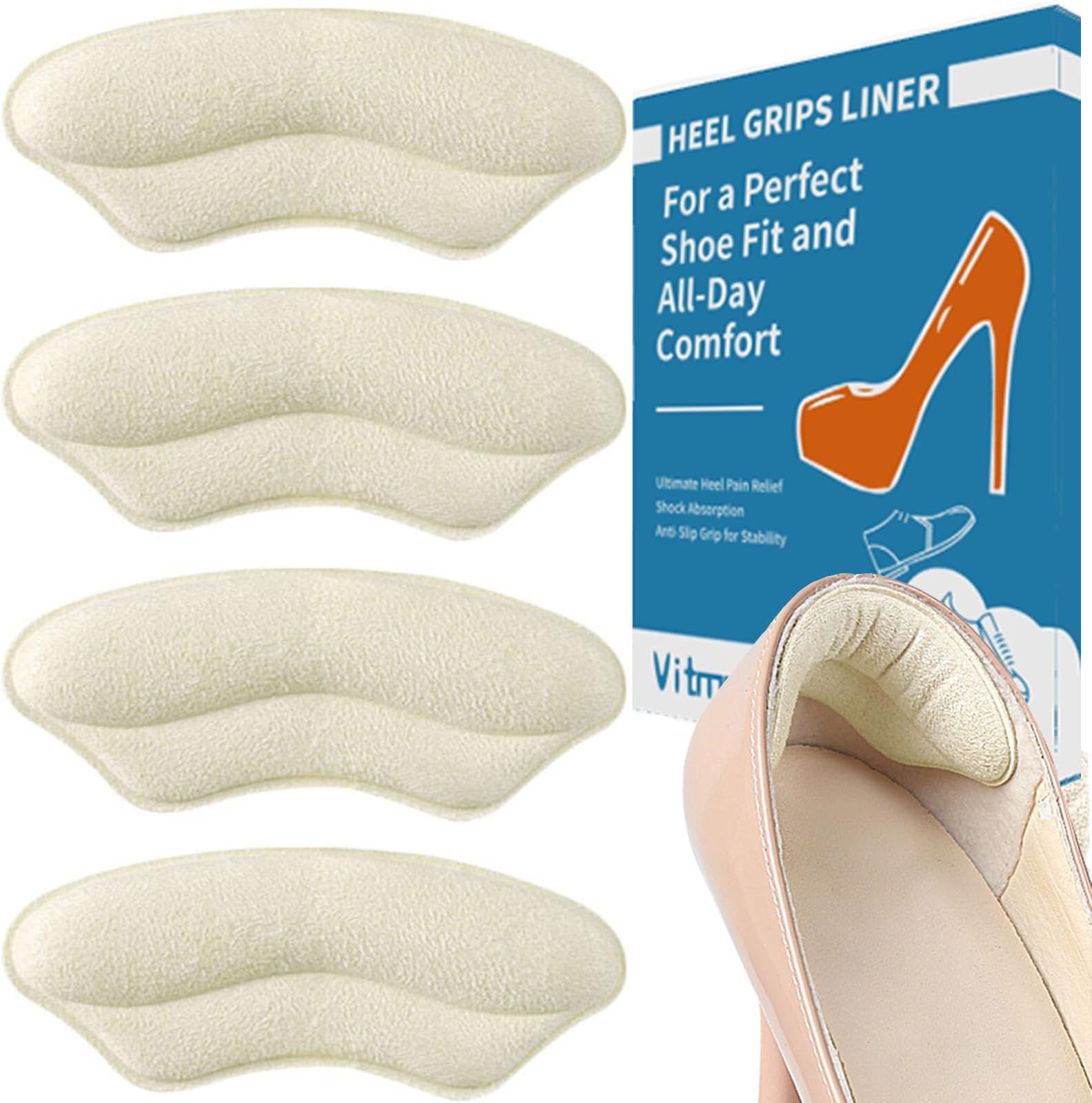 Amazon.com: Heel Grips Liner Cushions Inserts for Loose Shoes, Heel ...