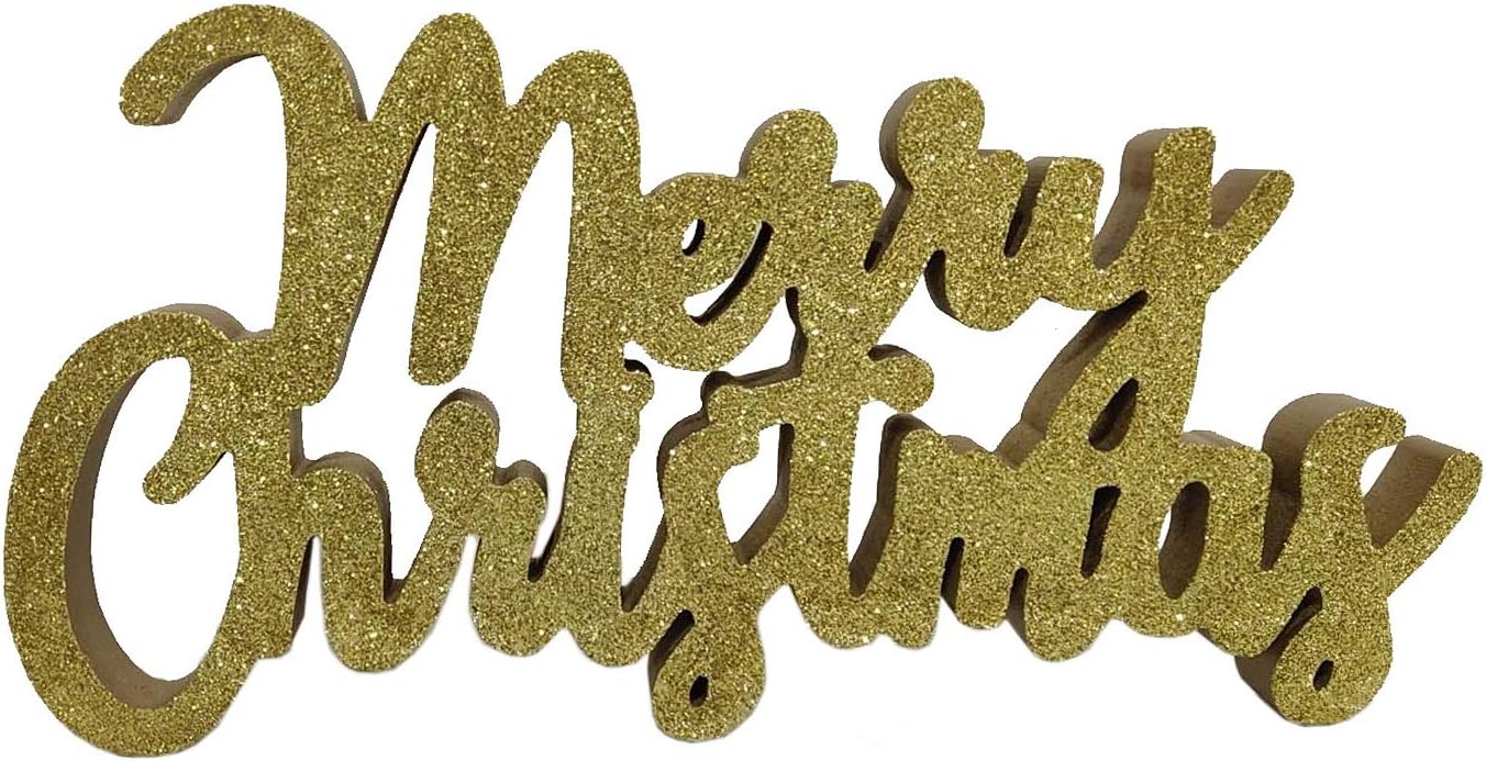 Amazon.com: Windy Hill Collection 16" x 8" x 1" Merry Christmas Glitter ...