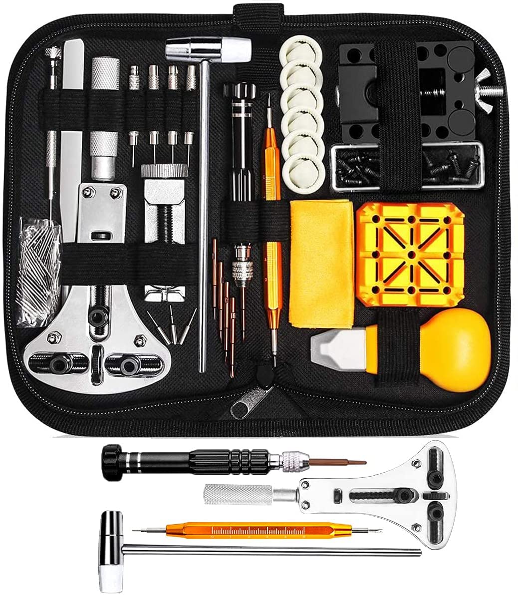 PIONEERS Watch Repair Tool Kit, Watch Band Link Tool Set Watch Case ...