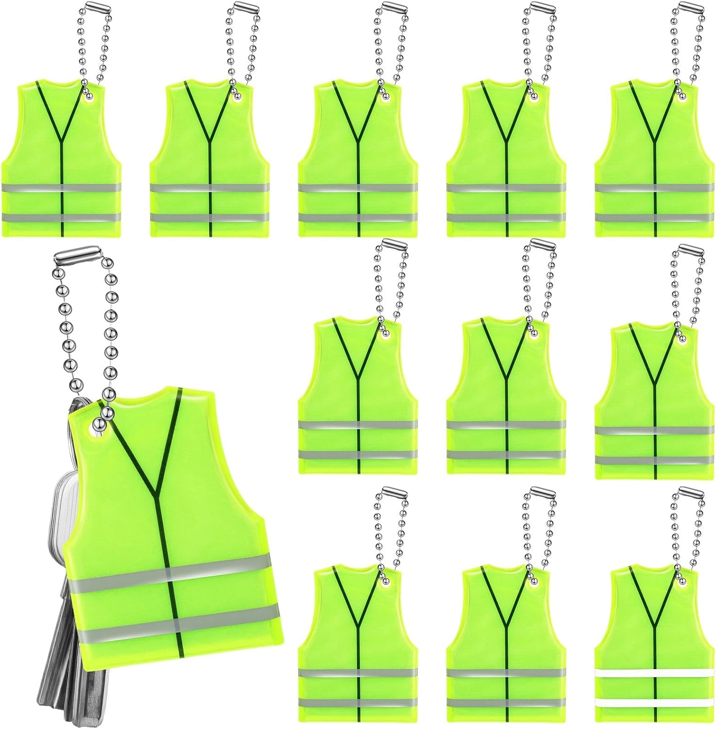 Amazon.com: Liliaafar 12 Pcs Reflective Keychain Tags Vest Shape Glow ...