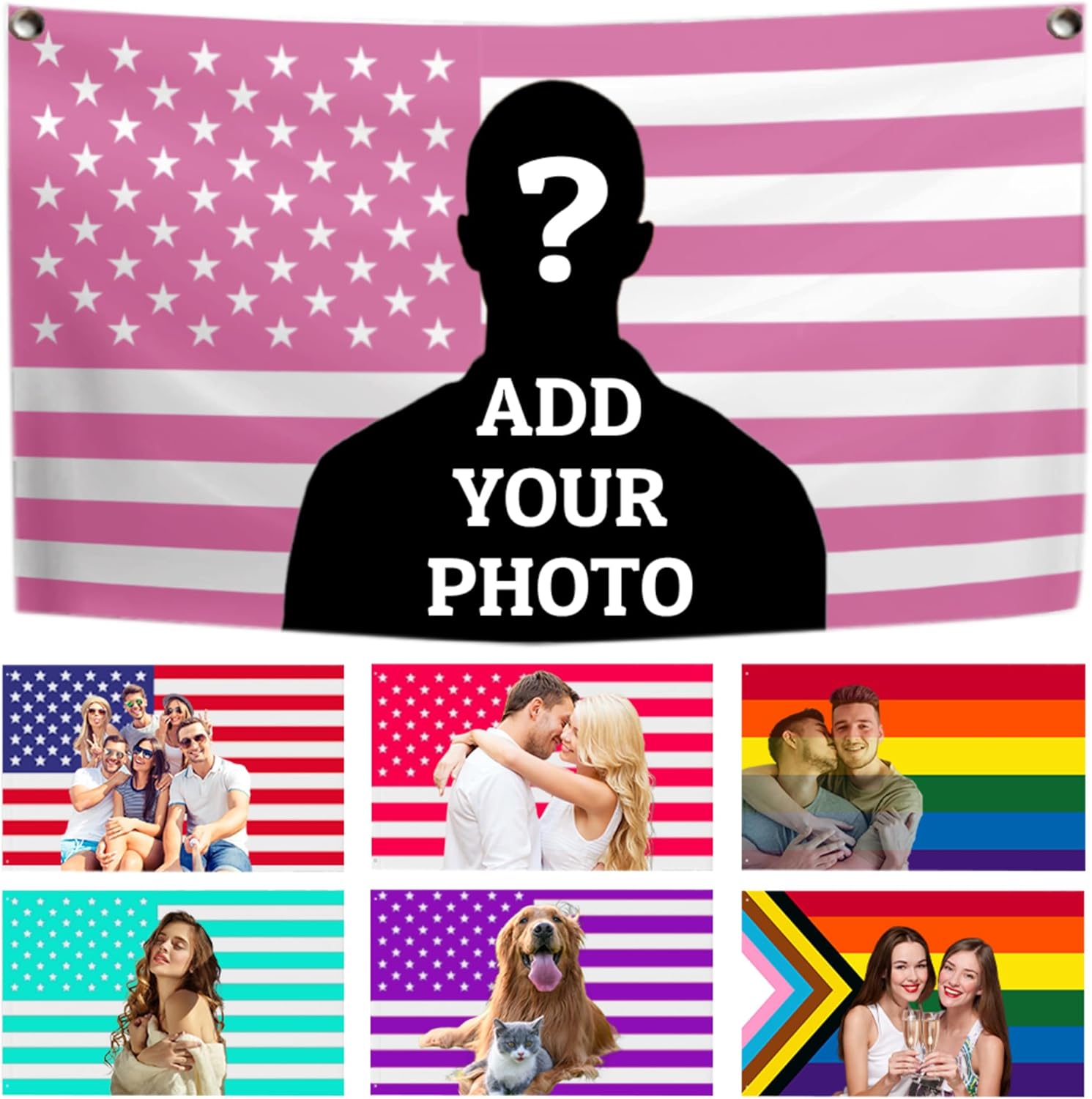 Amazon.com : Custom Flags Personalize Double Print Your Own Text/Photo ...