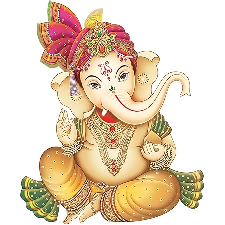 Buy Rangoli Large Wall Sticker Shree Ganesh Multicolor Vinyl Size 50 or ...