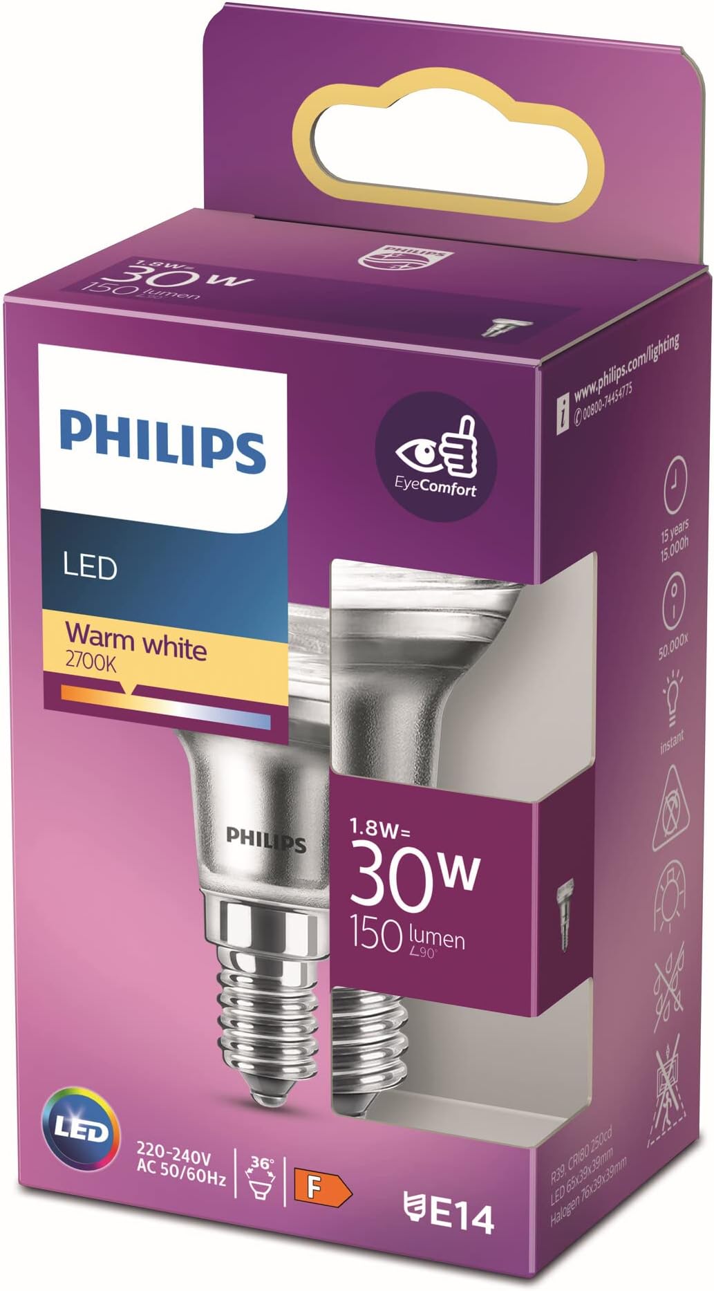 Philips LED Classic E14 Lampen 6-er Pack (40 W), LED Lampen mit ...