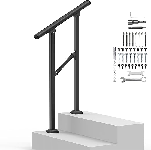 Outdoor Handrails for 1-2 Steps, Stair Railing Kit for Concrete & Porch ...