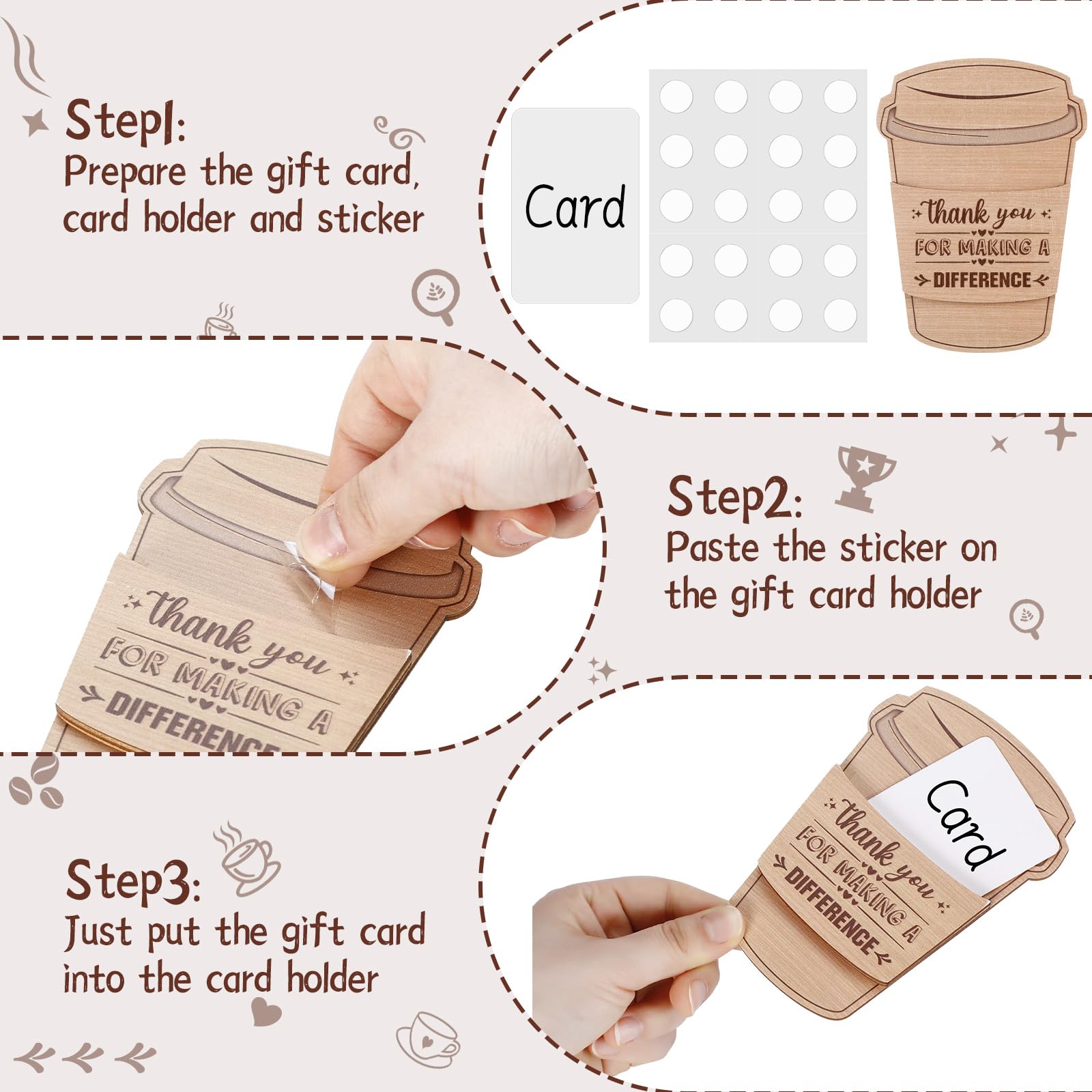Snapklik.com : 8 Pcs Employee Thank You Coffee Gift Card Holder Thanks ...