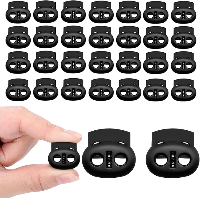 GYTFOG 30 Pack Toggles for Drawstrings Cord Locks Set, Black Drawstring ...