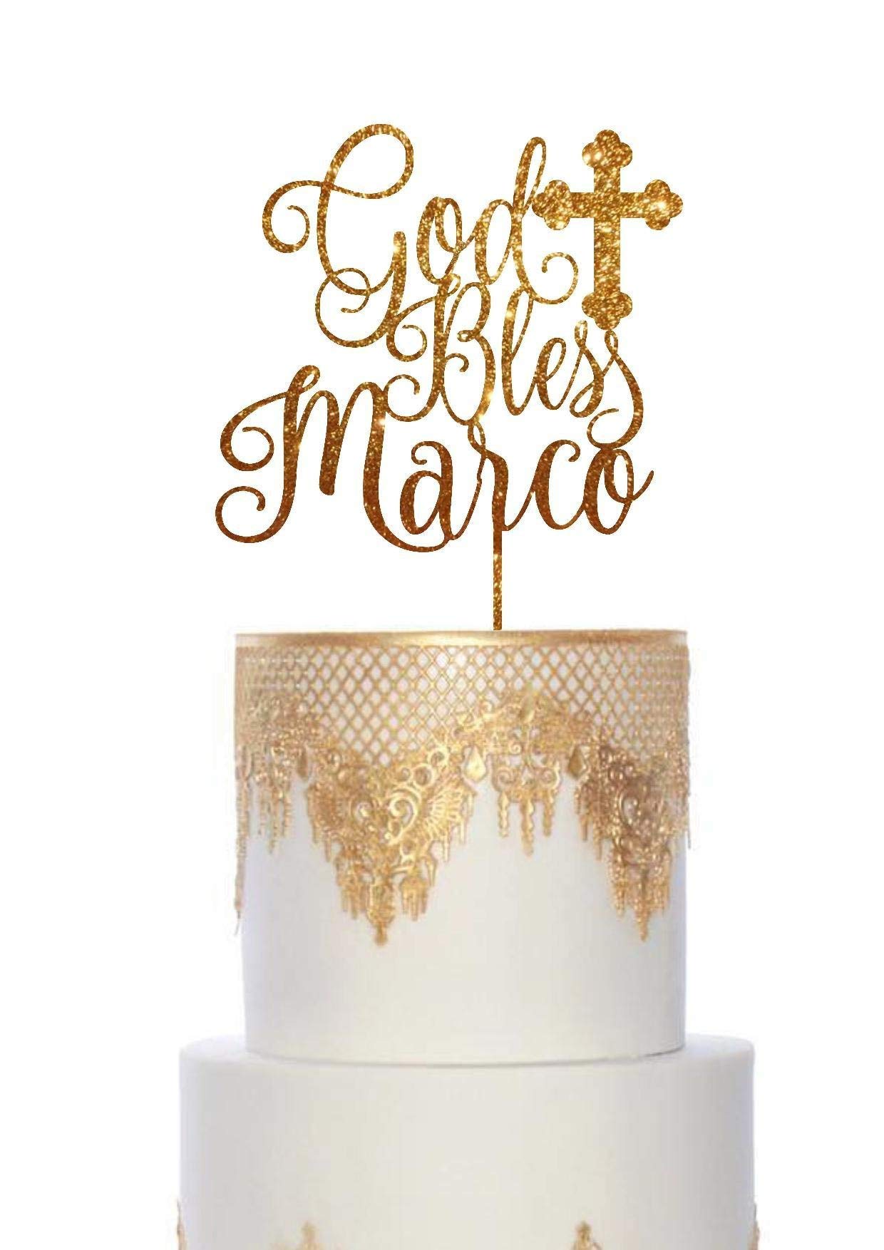 Buy Christening Cake Topper God Bless Cake Topper Personalized Cake ...