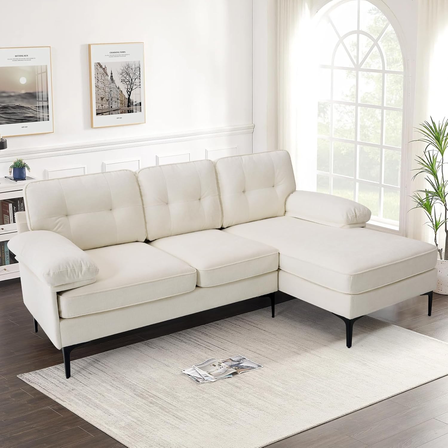 Amazon.com: COHOME 82in L-Shaped Couch for Living Room, Chenille ...