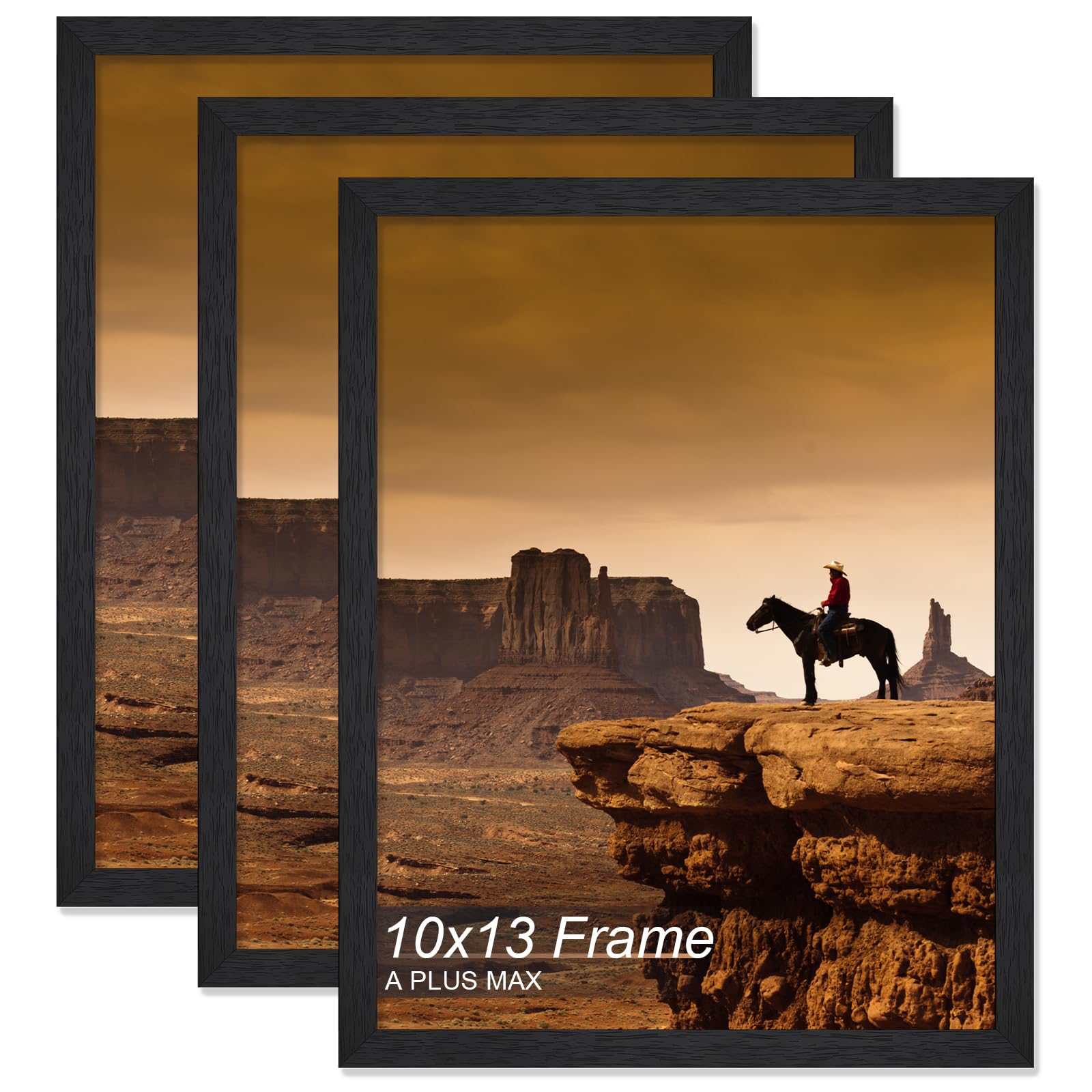 Amazon.com - A PLUS MAX 10x13 Picture Frame Set of 3, Black Engineered ...
