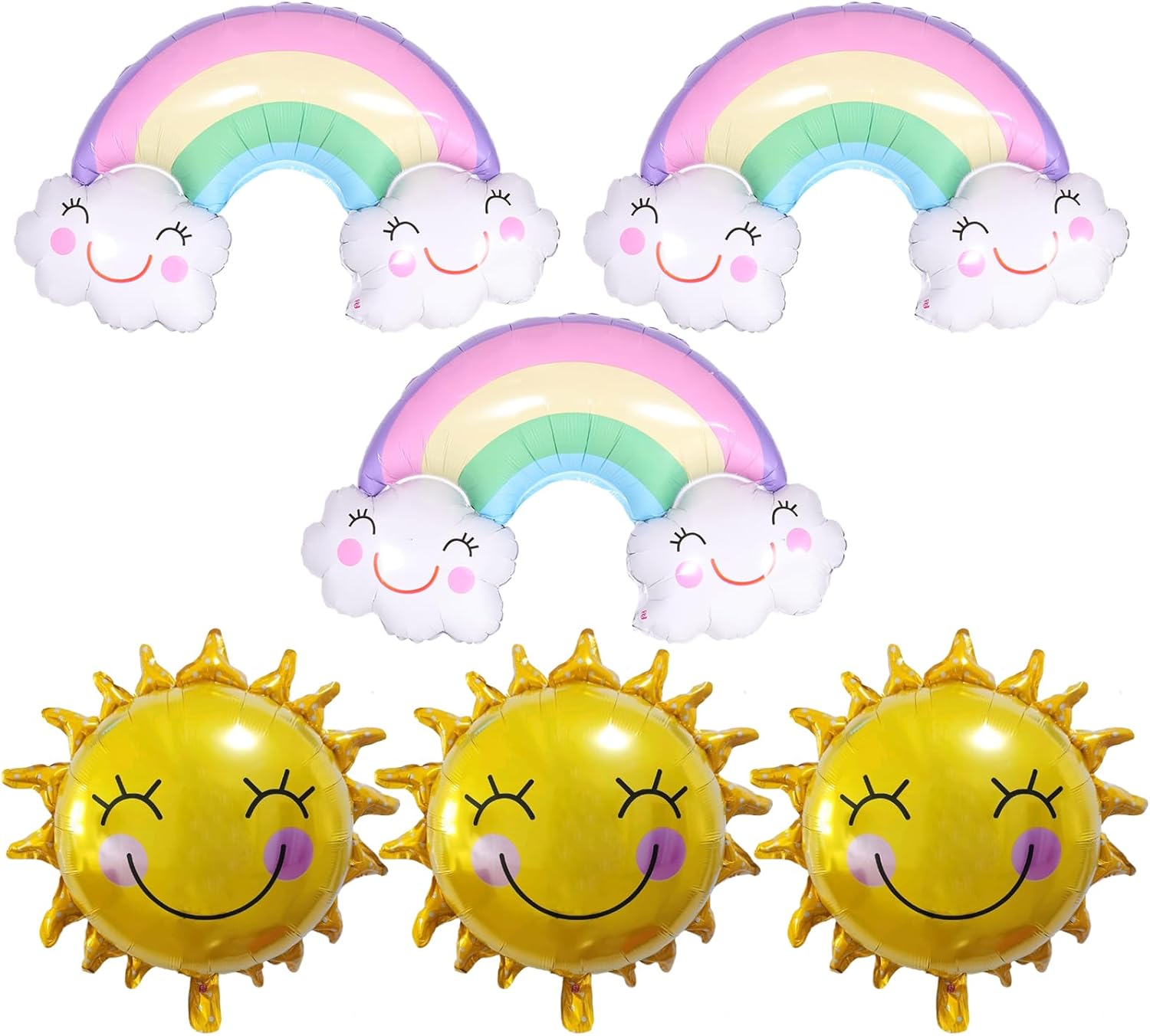 Amazon.com: 6 Pcs Cloud Rainbow Sun Foil Balloons Sunshine Cloud ...