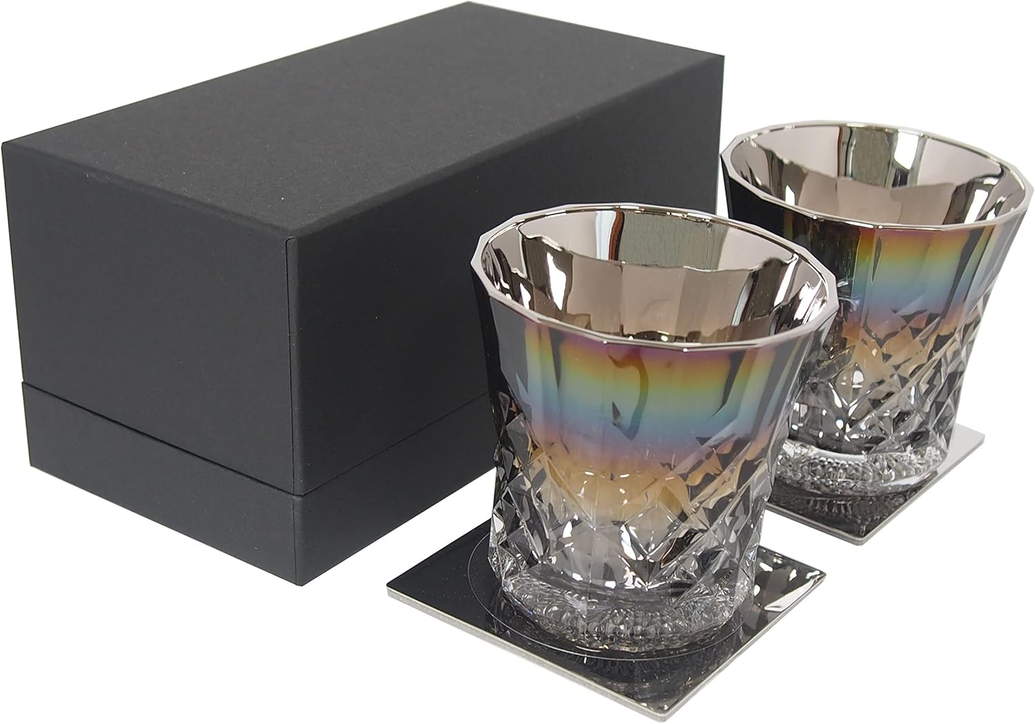 Amazon | PROGRESS(プログレス) 旧 SunFly チタンコート ペアグラス ロックグラス 日本製 ワイン ウィスキー 焼酎 結婚祝い プレゼント コースター付 ...