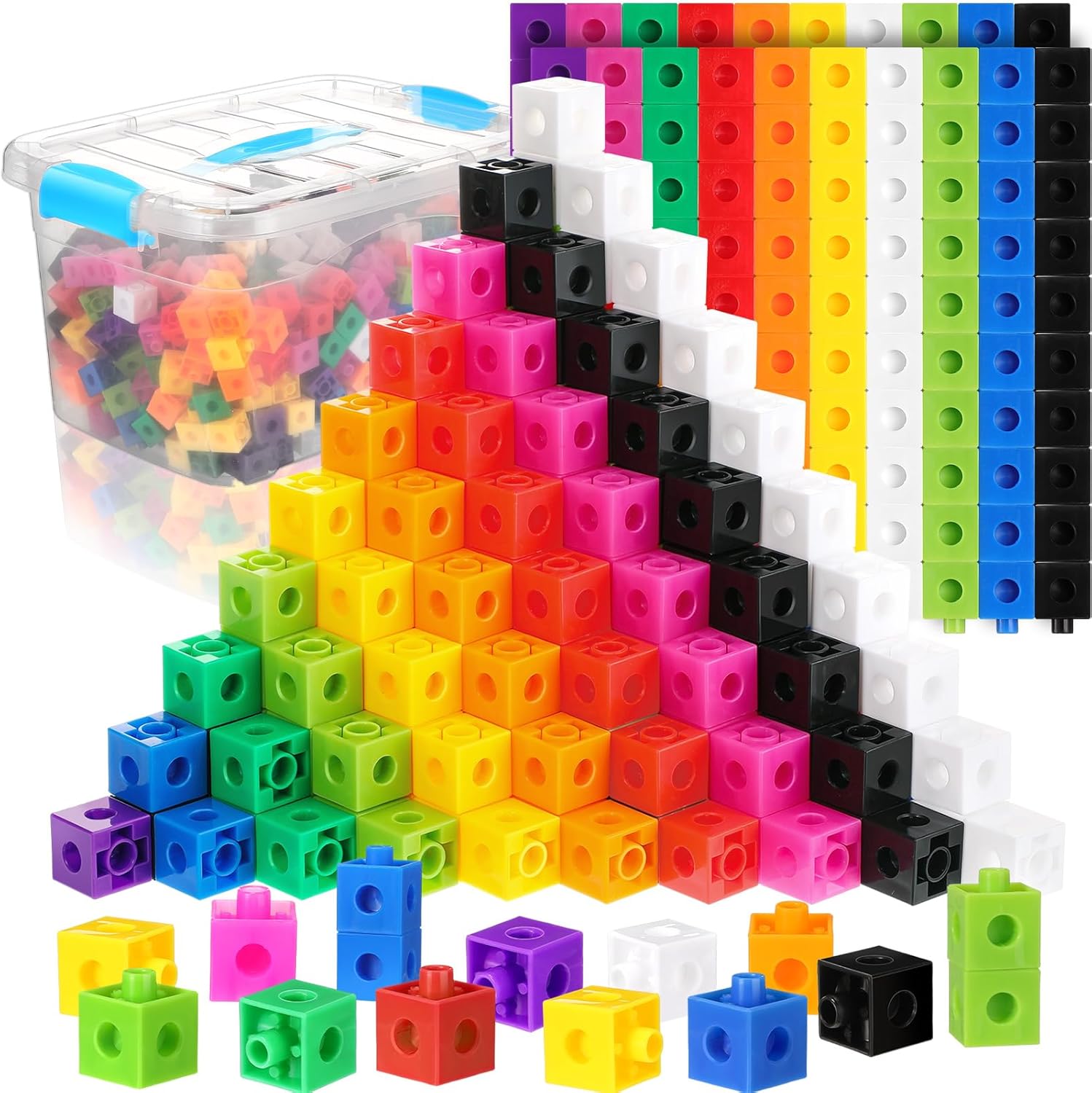 Amazon.com: Jenaai 400 Pcs Math Linking Cubes with Storage Box, Plastic ...