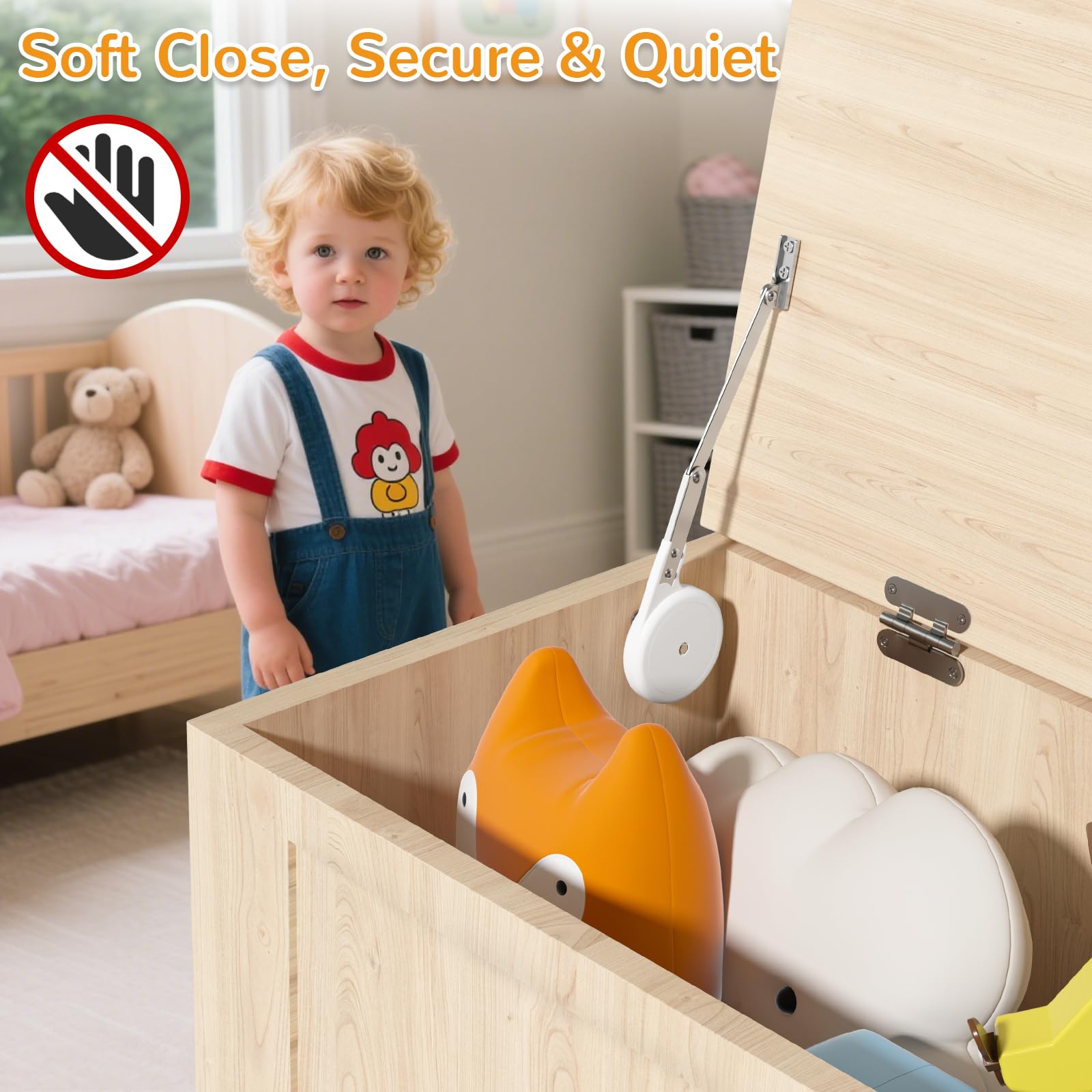 Snapklik.com : 2 Pack Soft Close Toy Box Hinges, Heavy Duty Lid Support ...