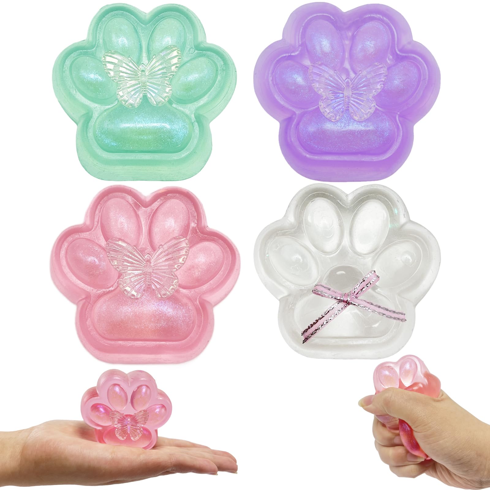 Amazon.com: 4 Pcs Taba Squishy kit Cat Paw Squeeze Toys Cute PVC Fufu ...