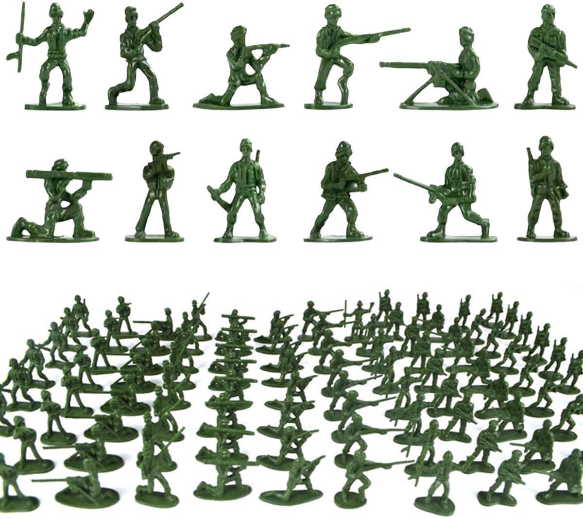 PWHYUBLL World War II Plastic Toy 100 Pack Soldiers Traditional Green ...