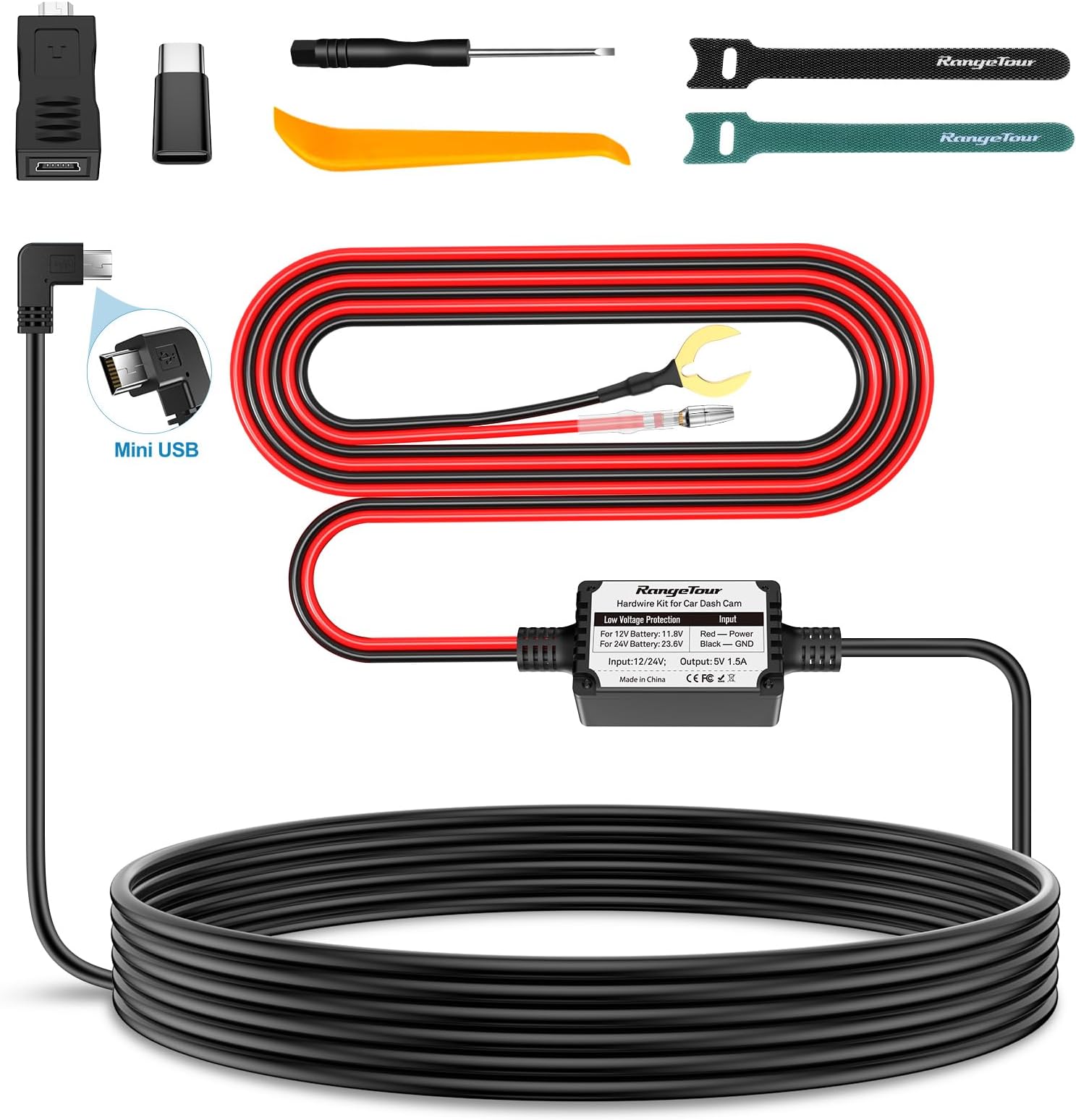 Range Tour Dash Cam Hardwire Kit, Hard Wiring Kit with Mini USB/Micro ...