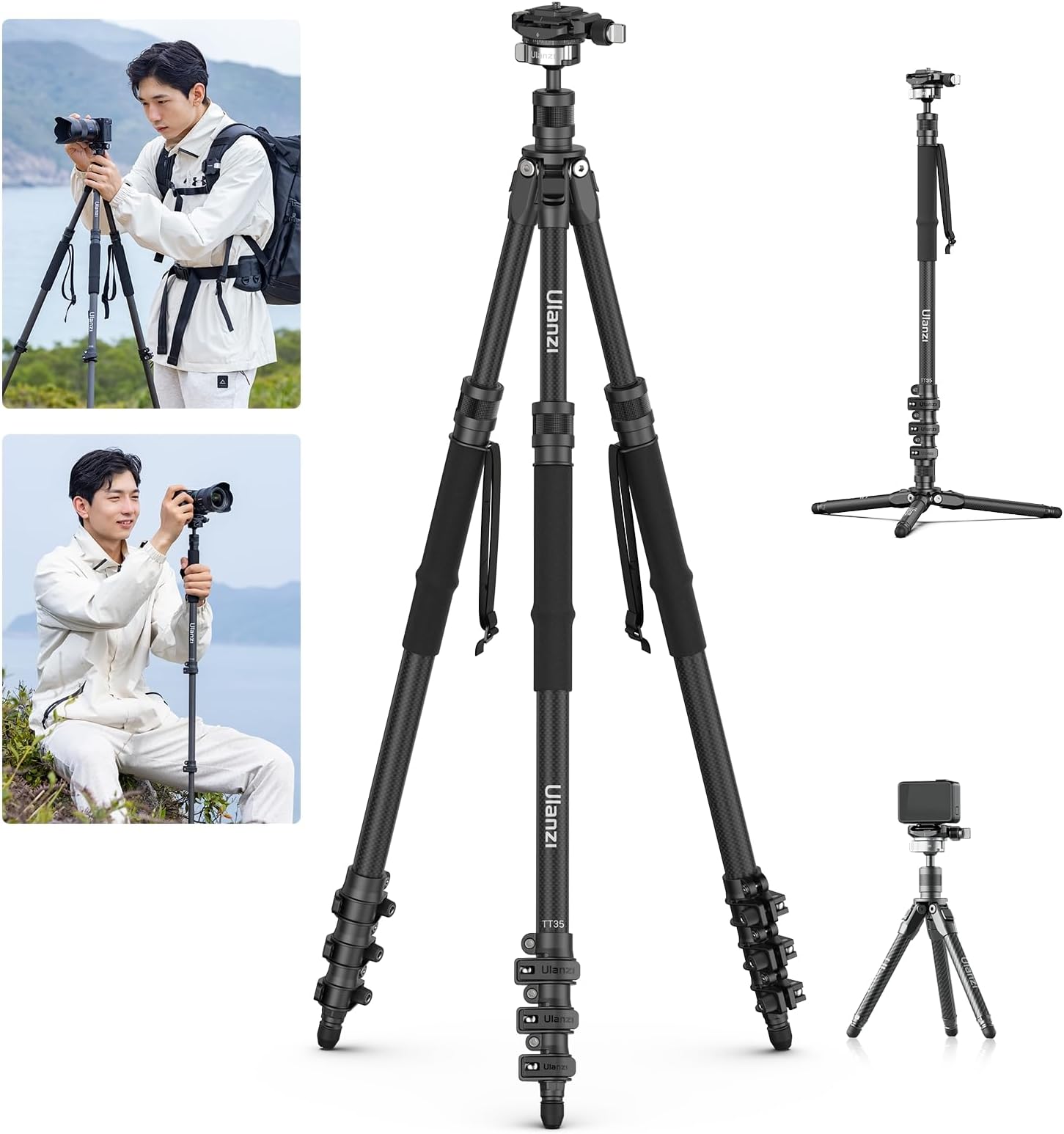 Amazon.com : Ulanzi TT35 Hiking Stick Tripod Kit, Travel Camera Monopod ...