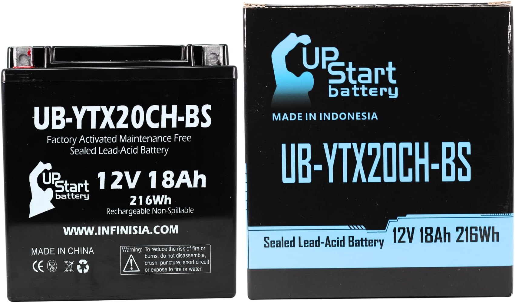 UB-YTX20CH-BS Battery Replacement for 2010 Suzuki LT-A750X King Quad ...