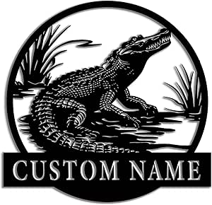 Amazon.com: Custom Alligator Metal Art Sign,Personalized Crocodile ...