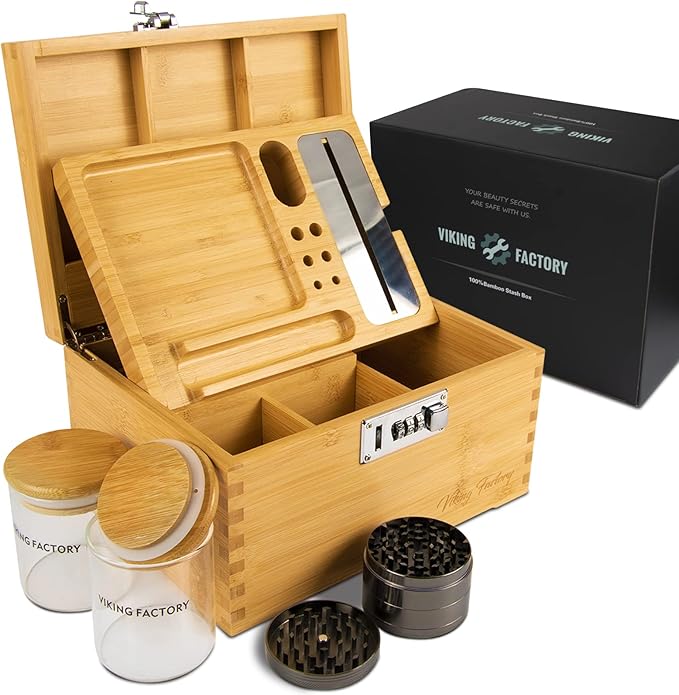 Amazon.com: Viking Factory Large Bamboo Box with Combination Lock, Home ...