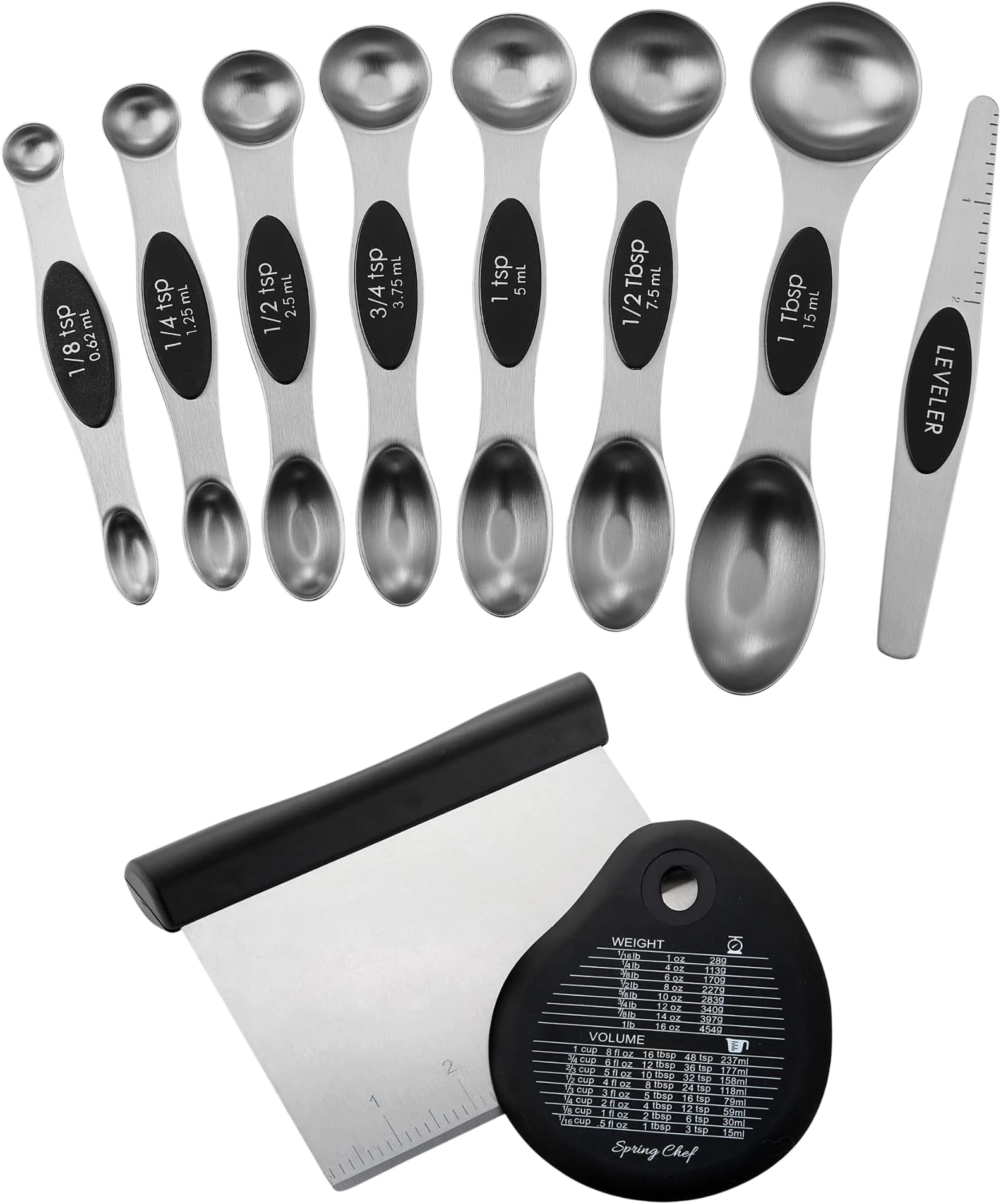 Amazon.com: Spring Chef Stainless Steel Magnetic Measuring Spoons, Set ...
