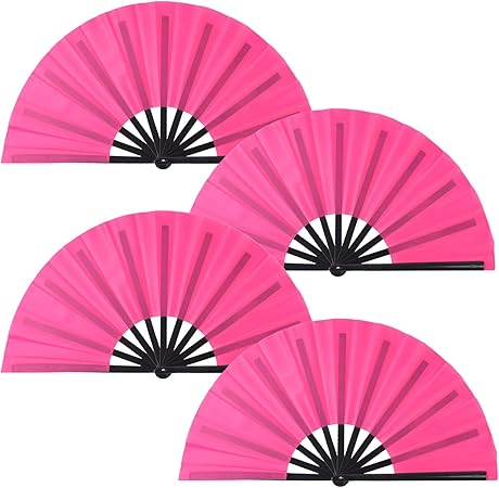 Amazon.com: Tkocisa 4 Pack Large Folding Hand Fan, Plastic Hand Held ...