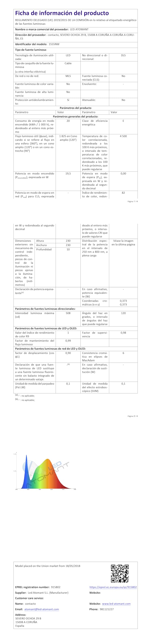 LEDLUX Panel LED Downlight Delgado Redondo 8W Diámetro 120 mm Modelo ...