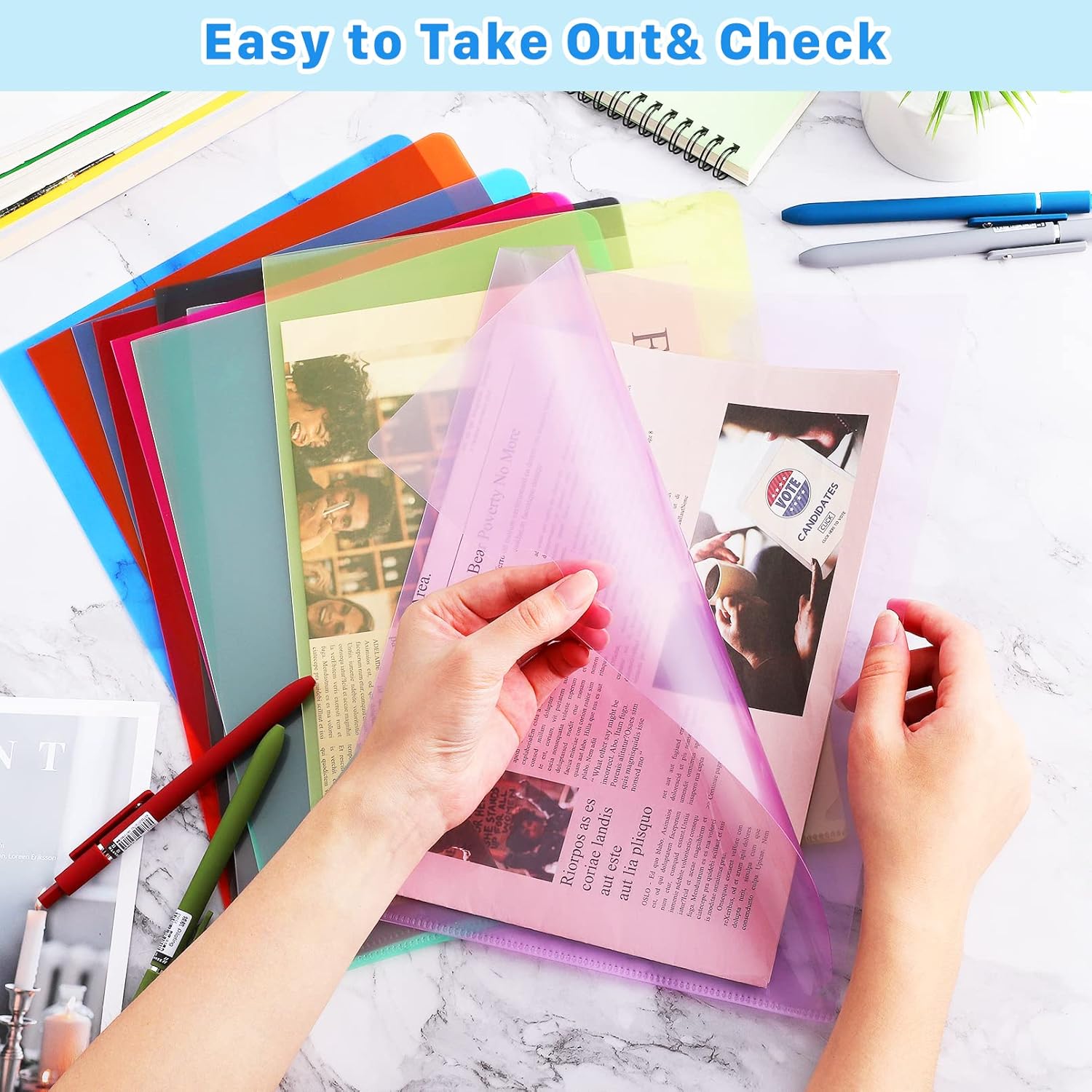 Buy 45PCS Clear Document Folders,Clear Colored Plastic Folders,10 ...