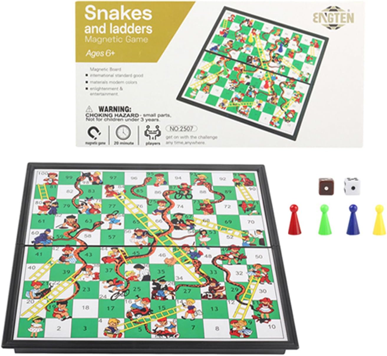 ZUNIPLEX Snakes & Ladders Game with Magnetic Foldable,Small Land-Based ...